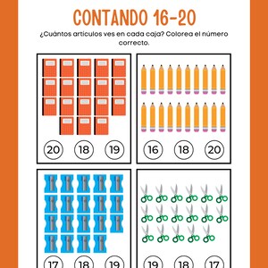 Counting 16-20 in Spanish, Math, Mathematics, Spanish, Kindergarten ...
