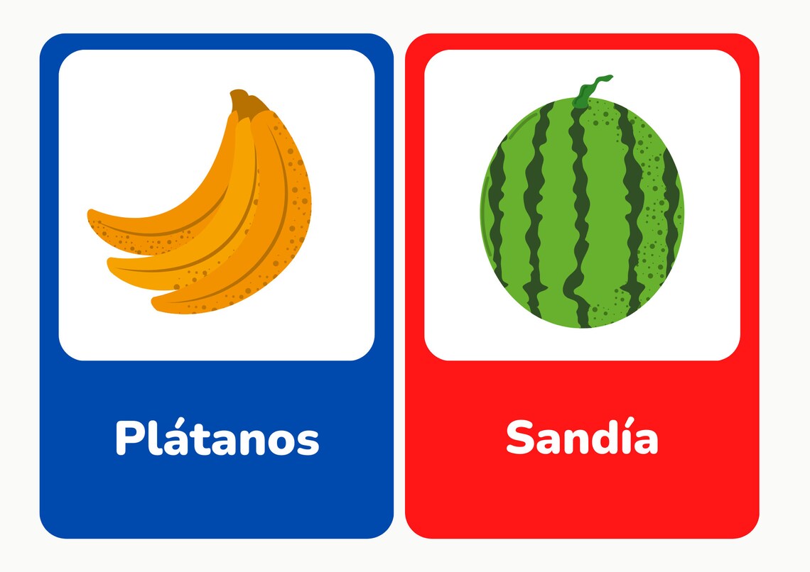 Flash Cards in Spanish, Fruit, Tarjetas Didácticas En Español, Frutas ...