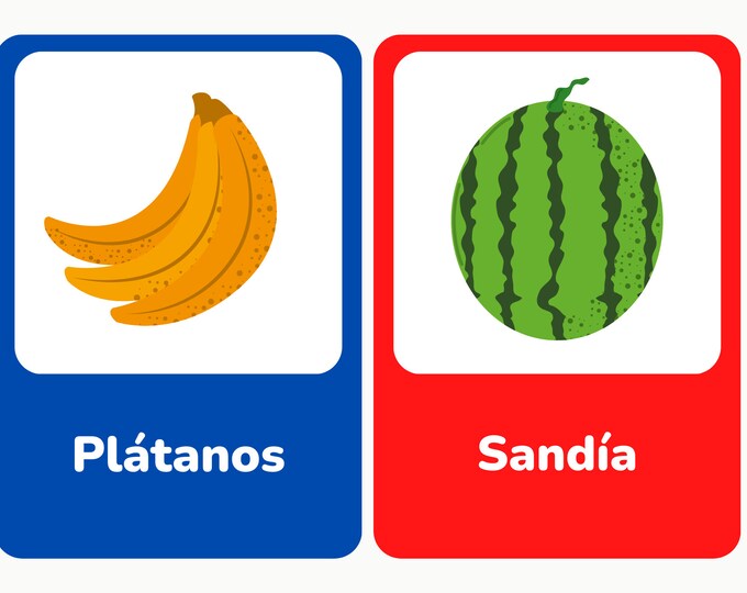 Flash Cards in Spanish, Fruit, Tarjetas Didácticas En Español, Frutas ...