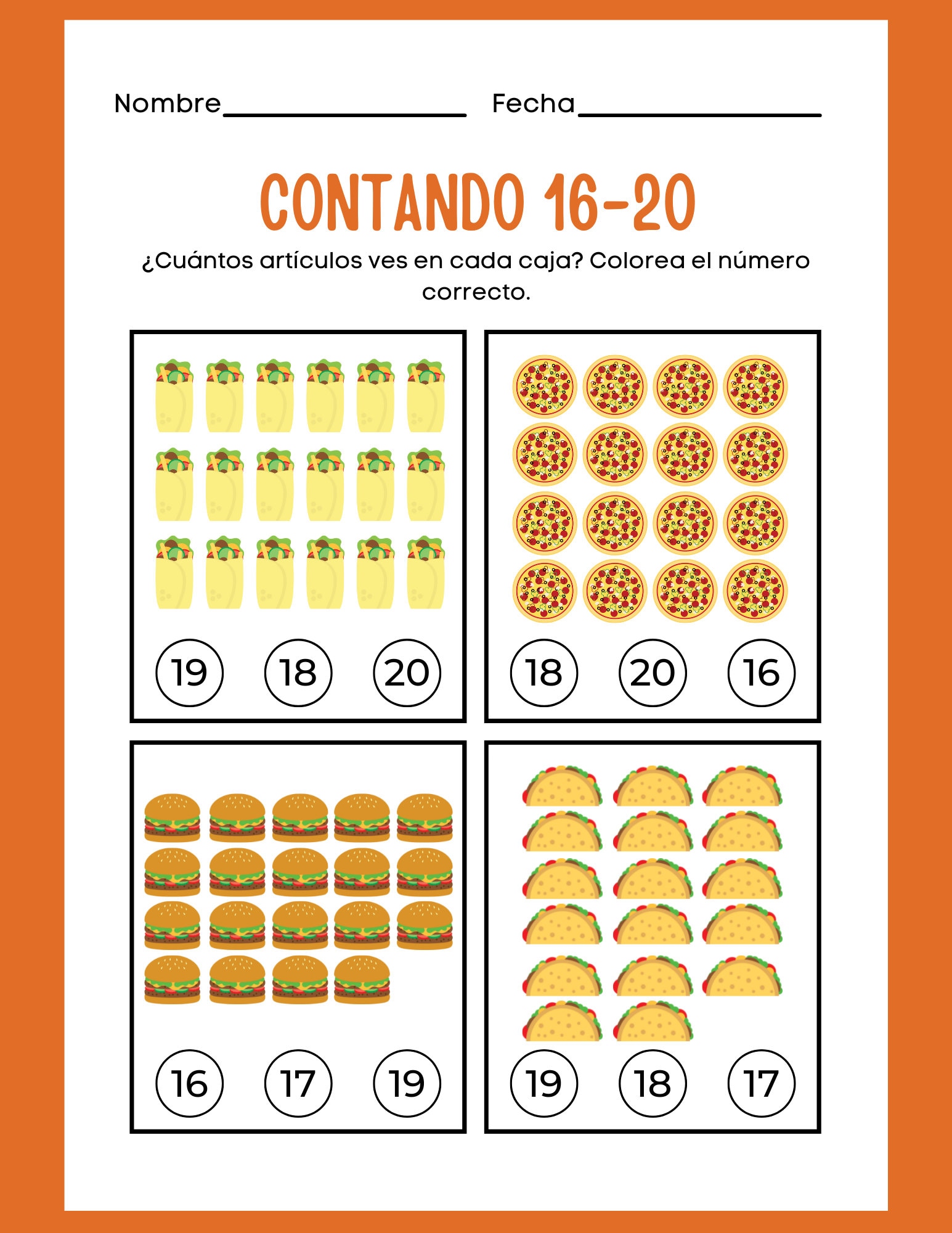 Counting 16-20 in Spanish, Math, Mathematics, Spanish, Kindergarten ...