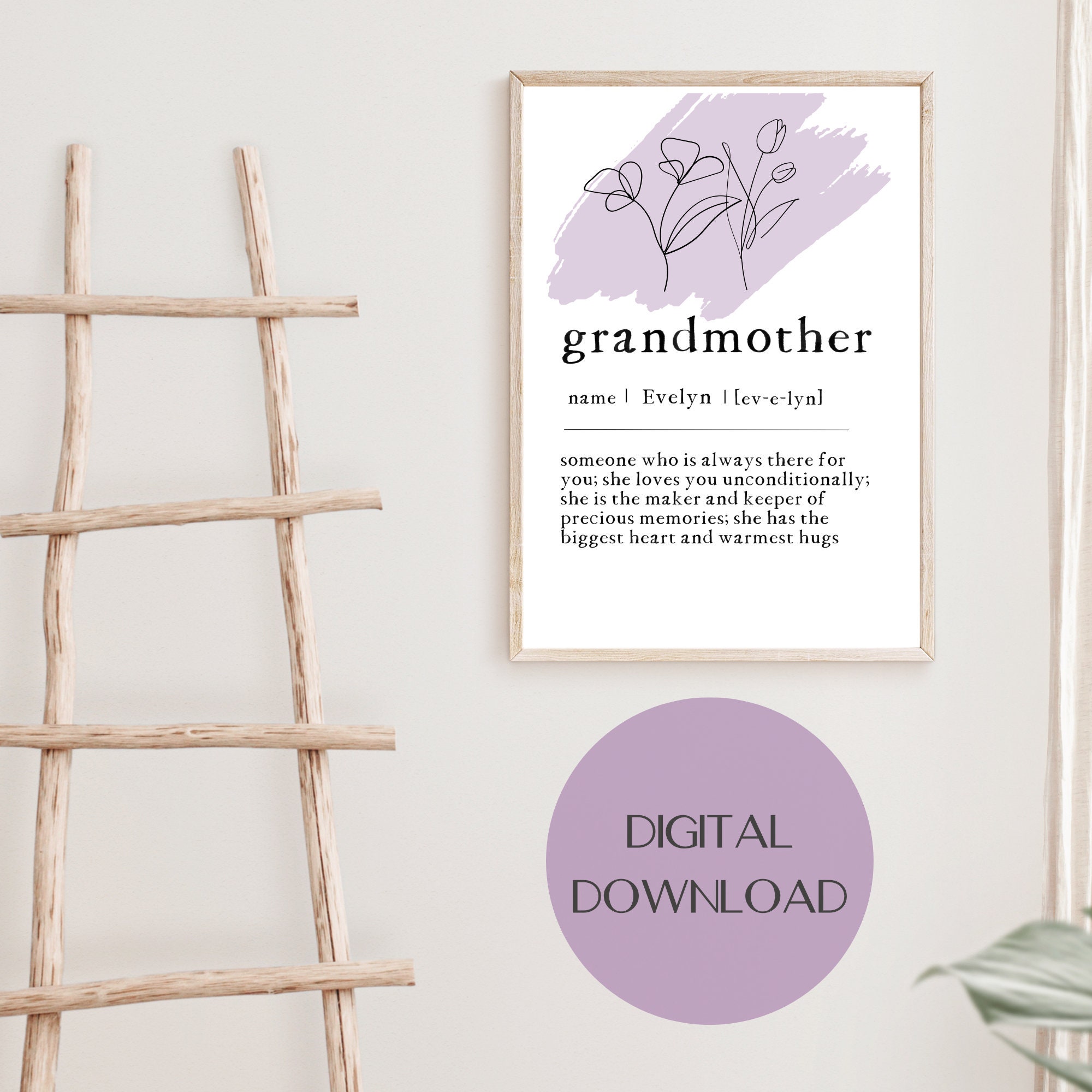 Grandmother Definition Print, Custom Grandmother Gift, Instant Download ...