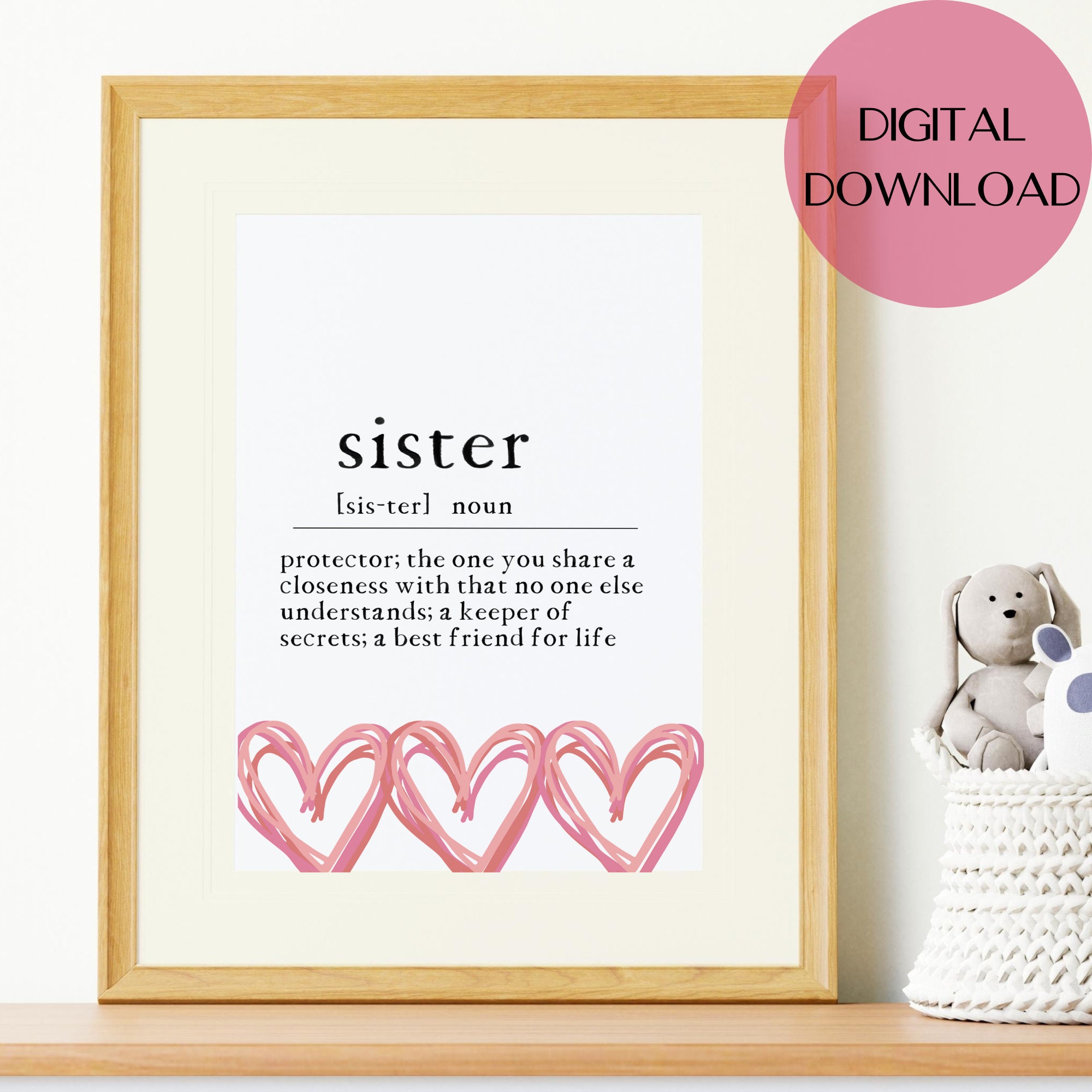 Sister Definition Print, Printable Art, Instant Download, Quote Print ...
