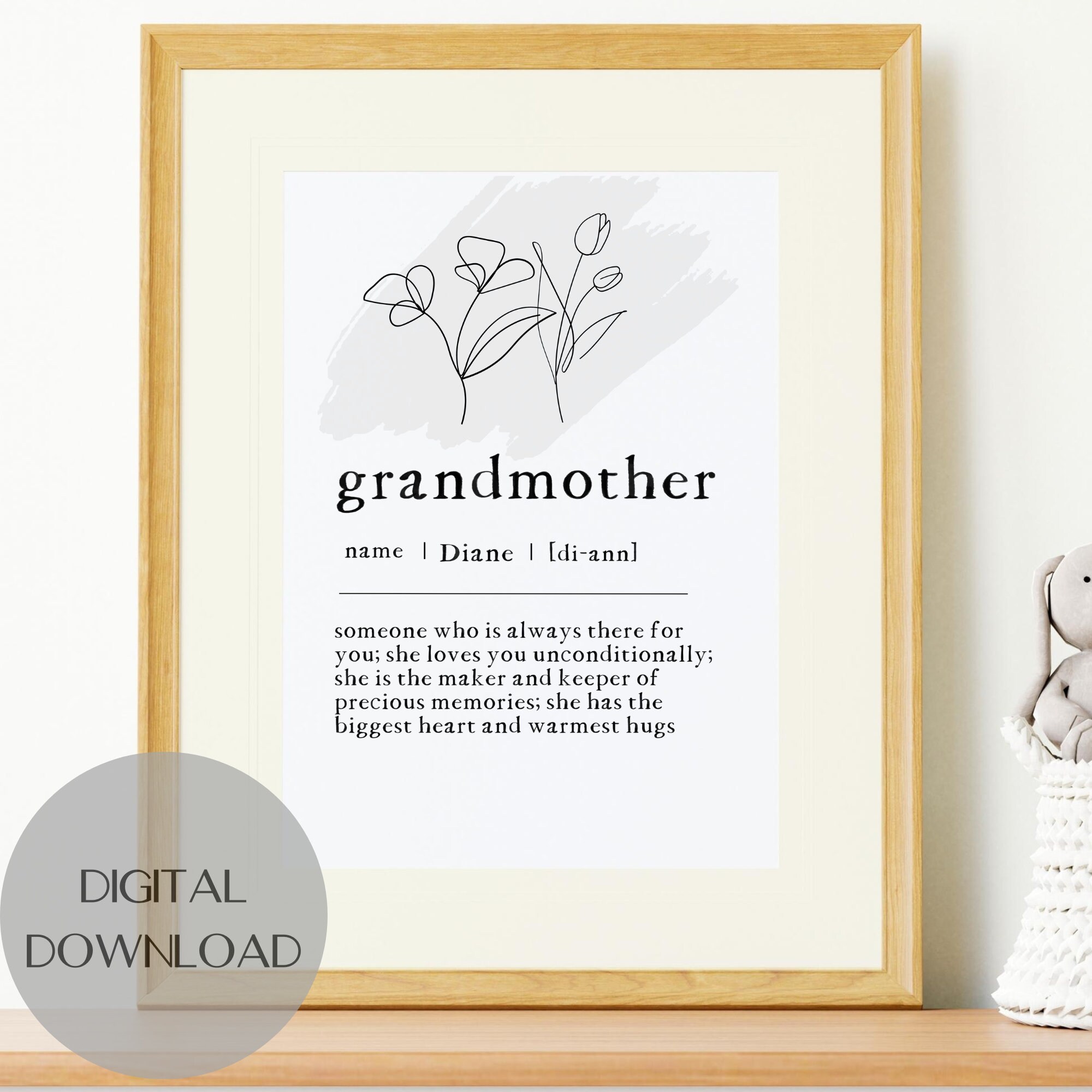 Grandmother Definition Print, Custom Grandmother Gift, Instant Download ...