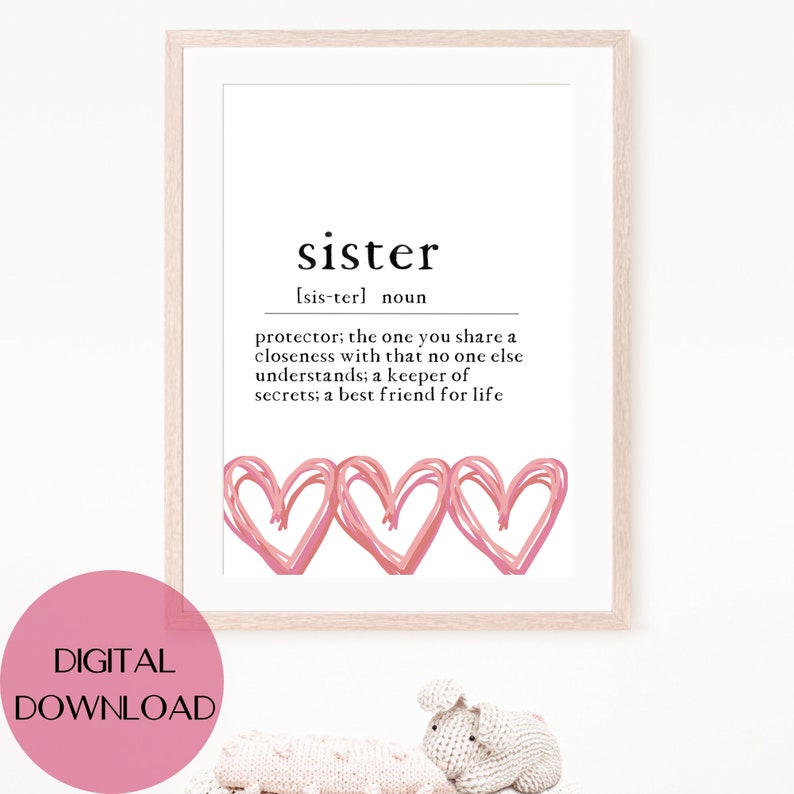 Sister Definition Print, Printable Art, Instant Download, Quote Print ...