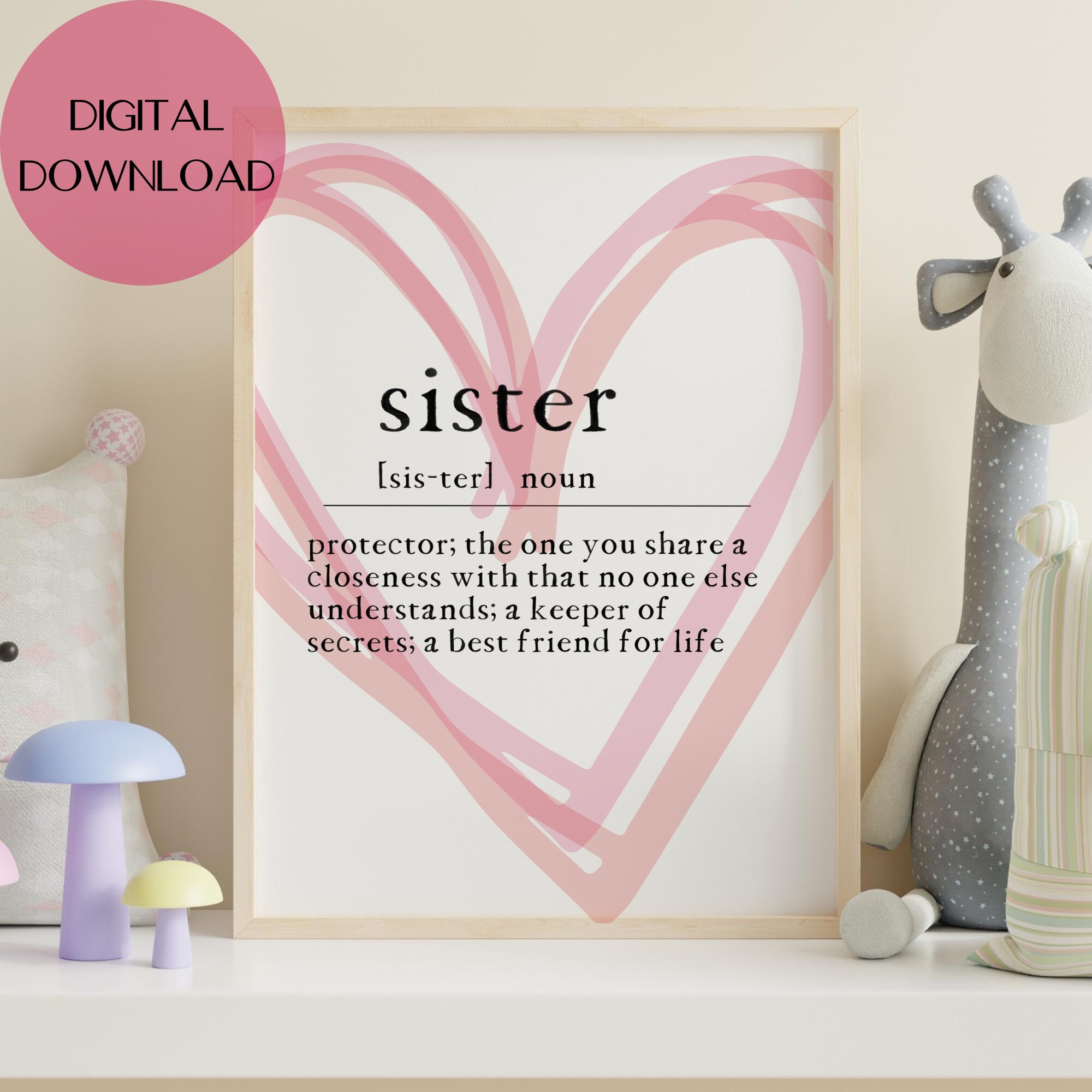 Sister Definition Print, Printable Art, Instant Download, Quote Print ...