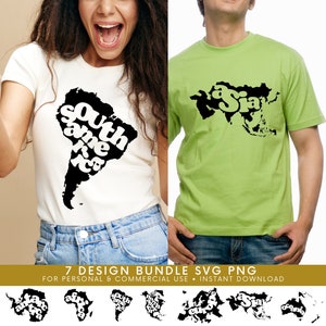 Continents SVG Bundle, Africa Svg for Shirts, Map of the World SVG ...