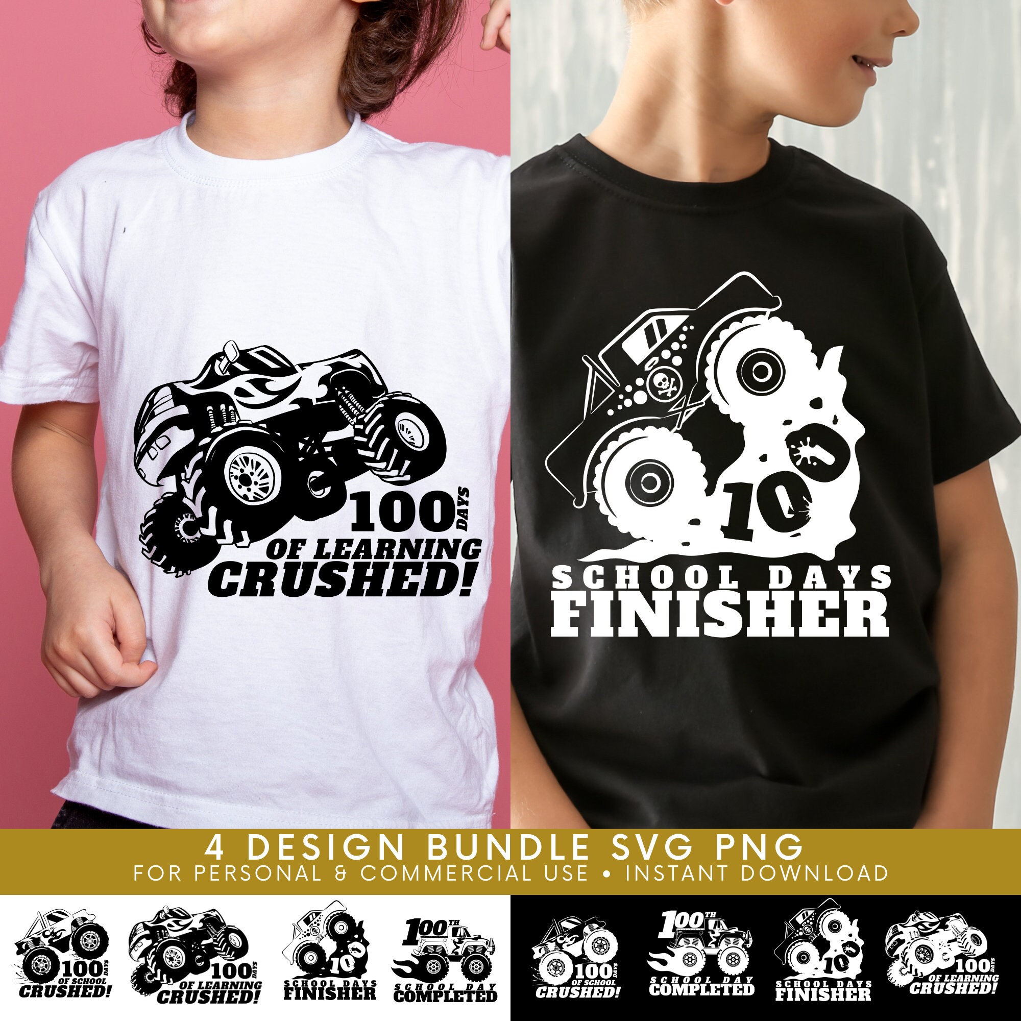100 Days of School Svg Boy, Monster Truck SVG Files for Cricut, 100th ...