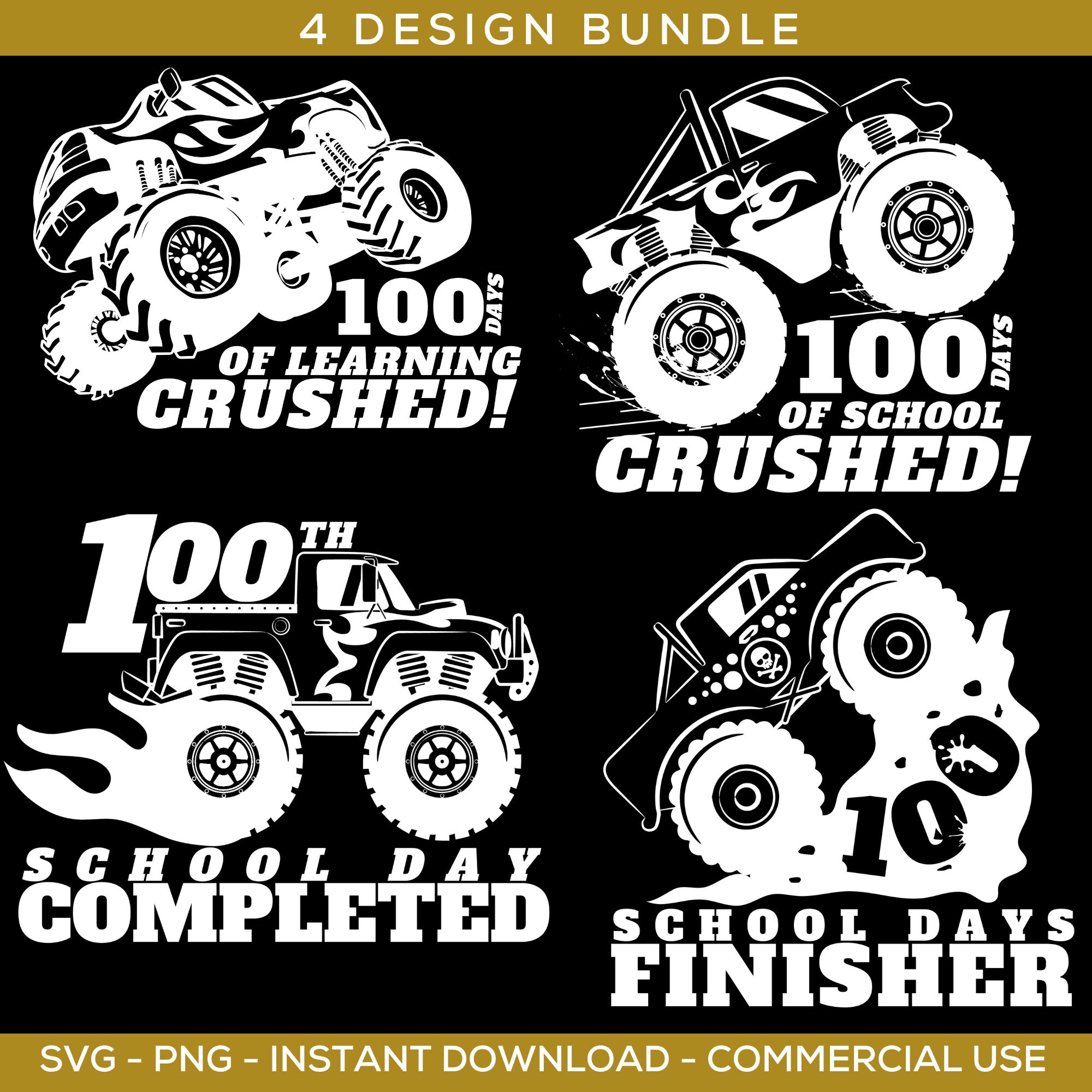 100 Days of School Svg Boy, Monster Truck SVG Files for Cricut, 100th ...