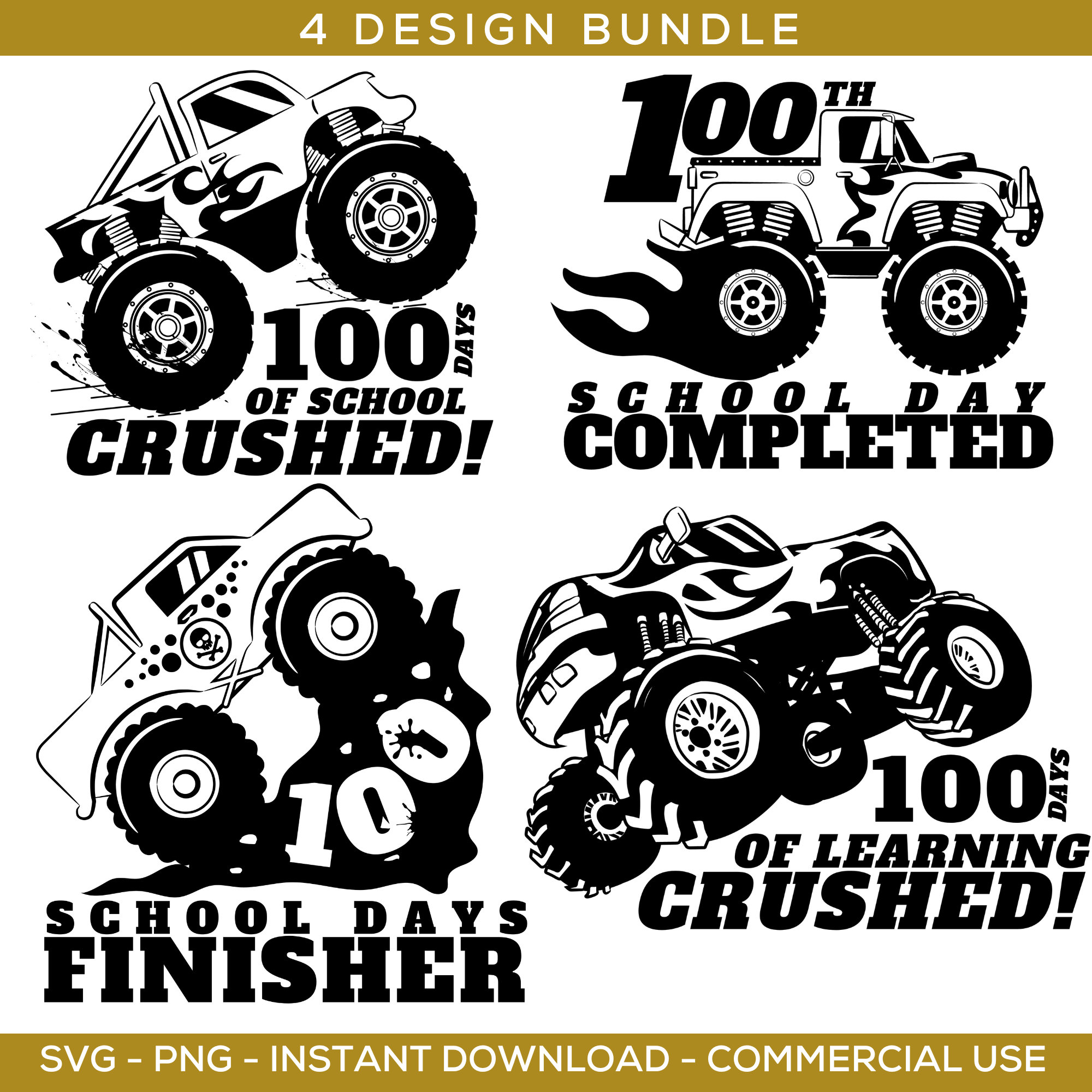 100 Days of School Svg Boy, Monster Truck SVG Files for Cricut, 100th ...