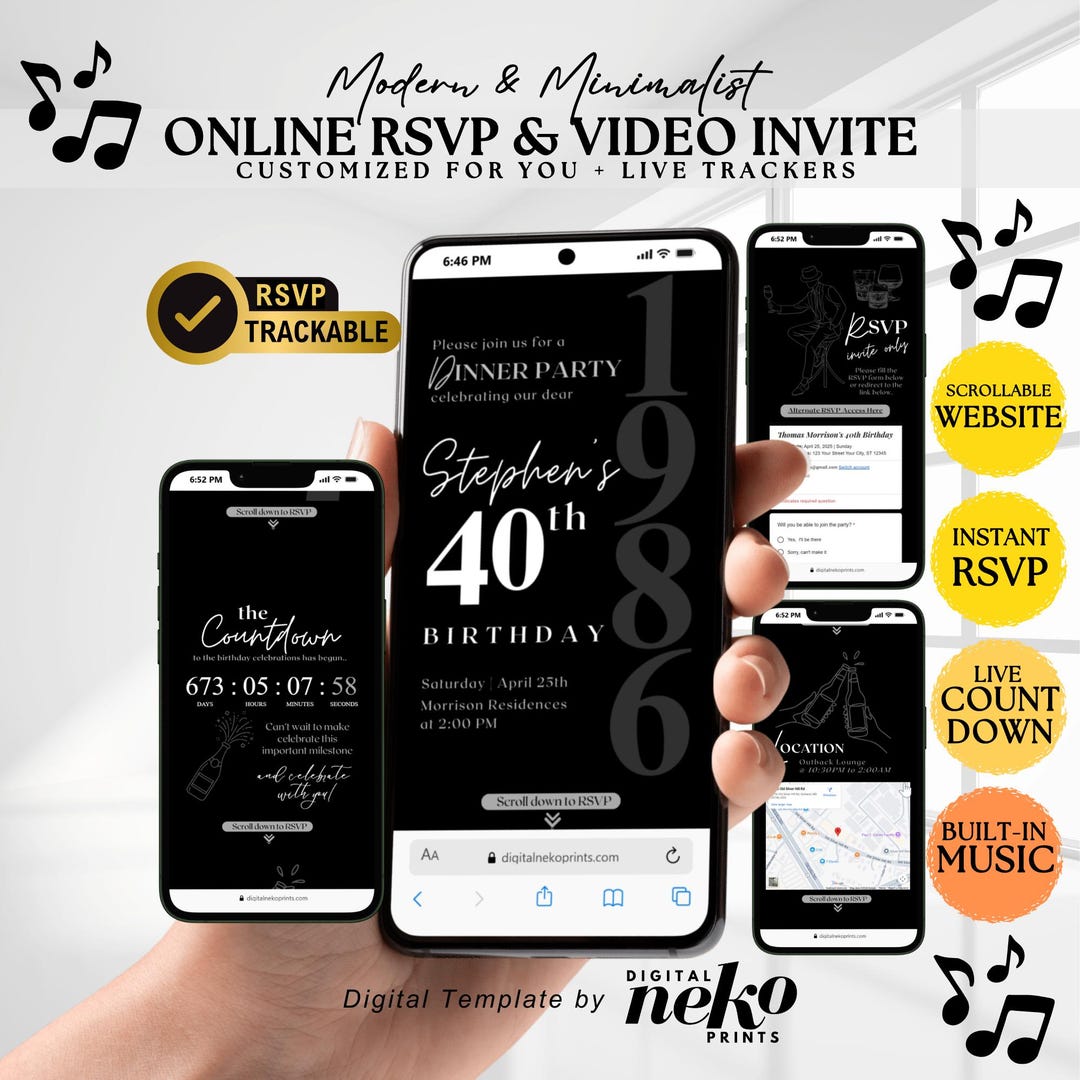 Online Party Invitation RSVP: Live Response Tracker & Scrollable ...