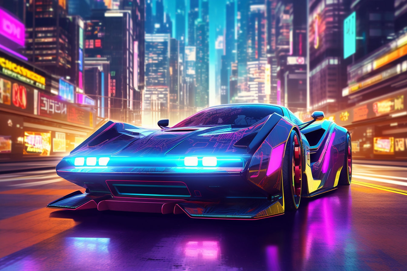 Neon Car Digital Image - Etsy