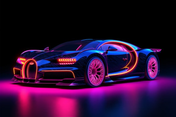Neon Bugatti Art Print: Futuristic Car Poster (digital Download) - Etsy