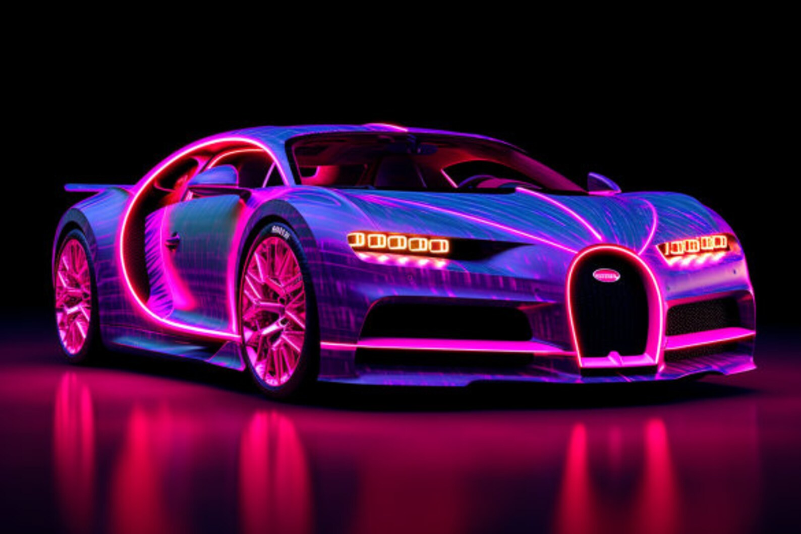 Neon Bugatti Art Print: Futuristic Car Poster (digital Download) - Etsy