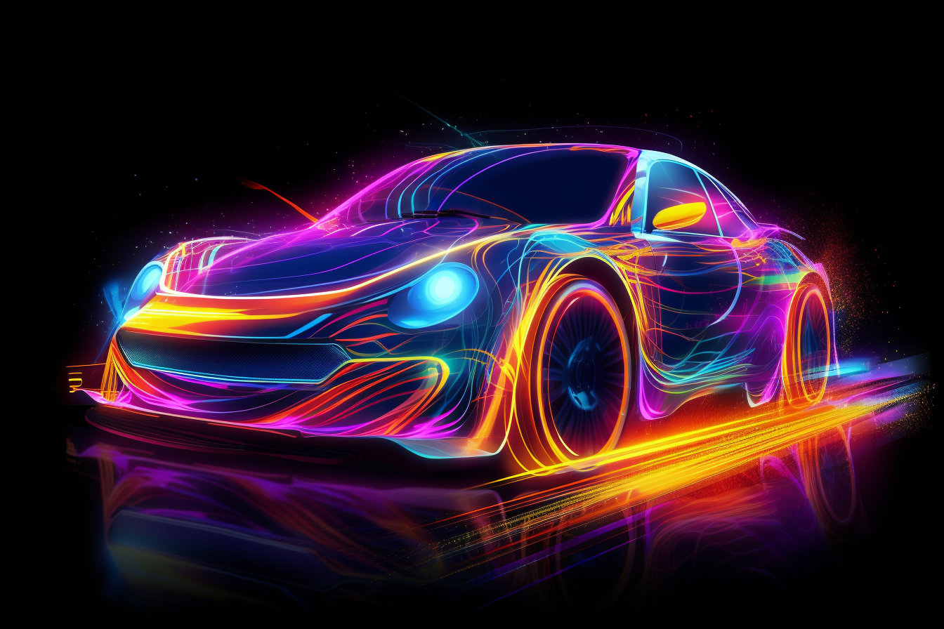 Neon Car Digital Image - Etsy