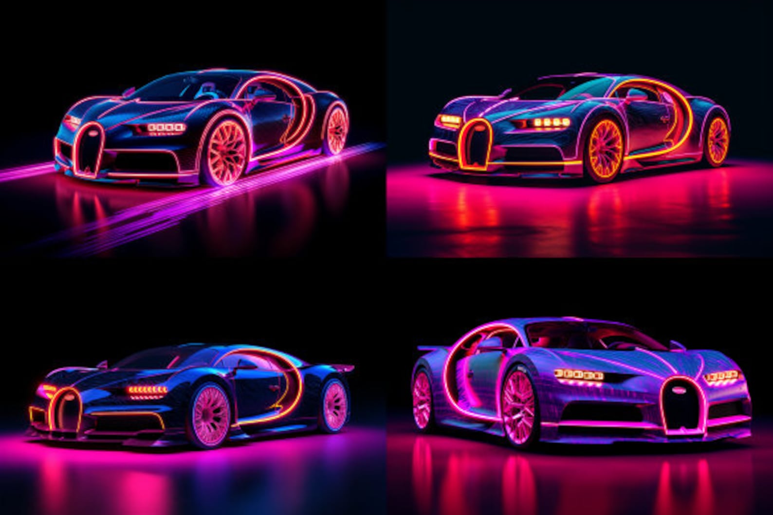Neon Bugatti Art Print: Futuristic Car Poster (digital Download) - Etsy