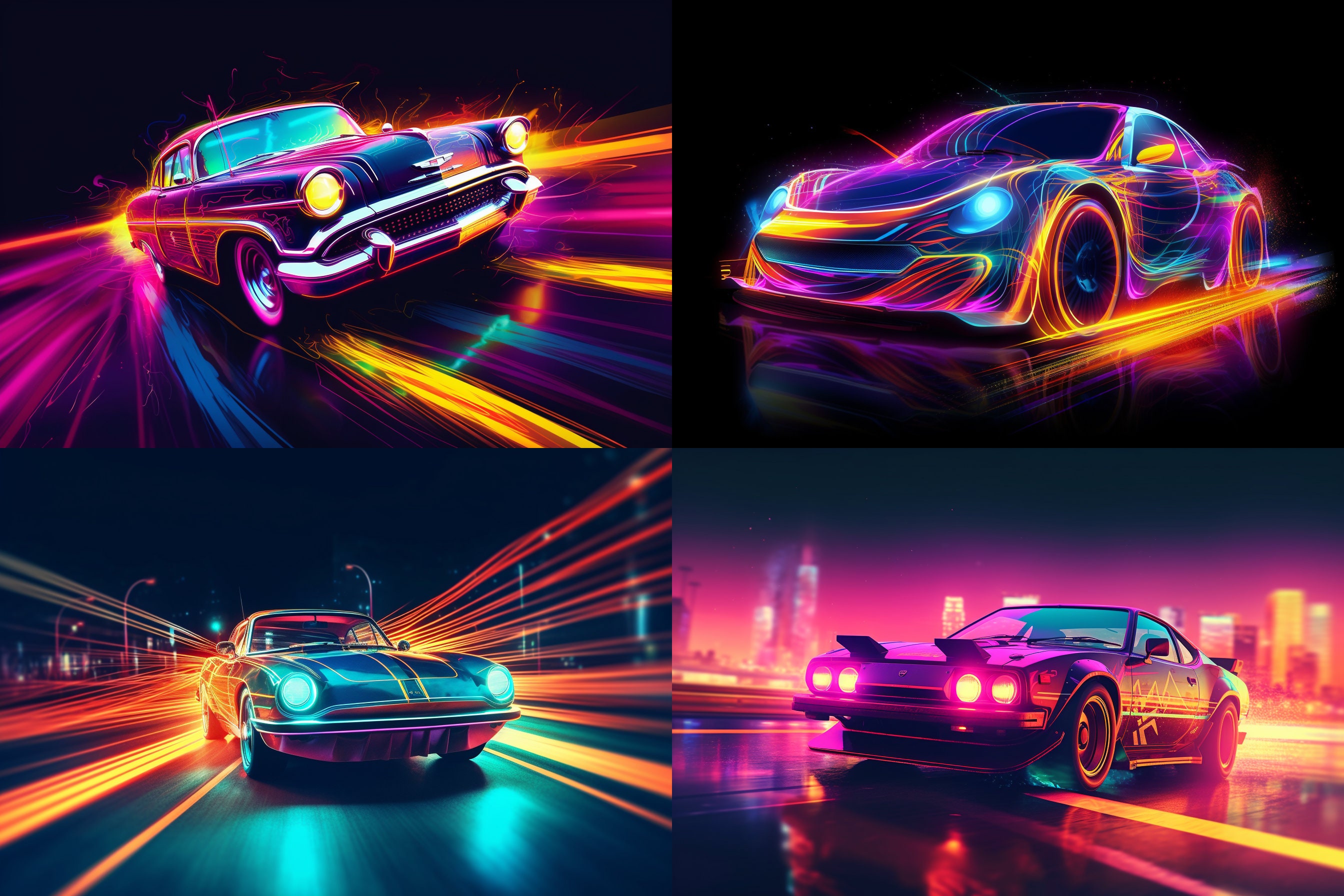 Neon Car Digital Image - Etsy
