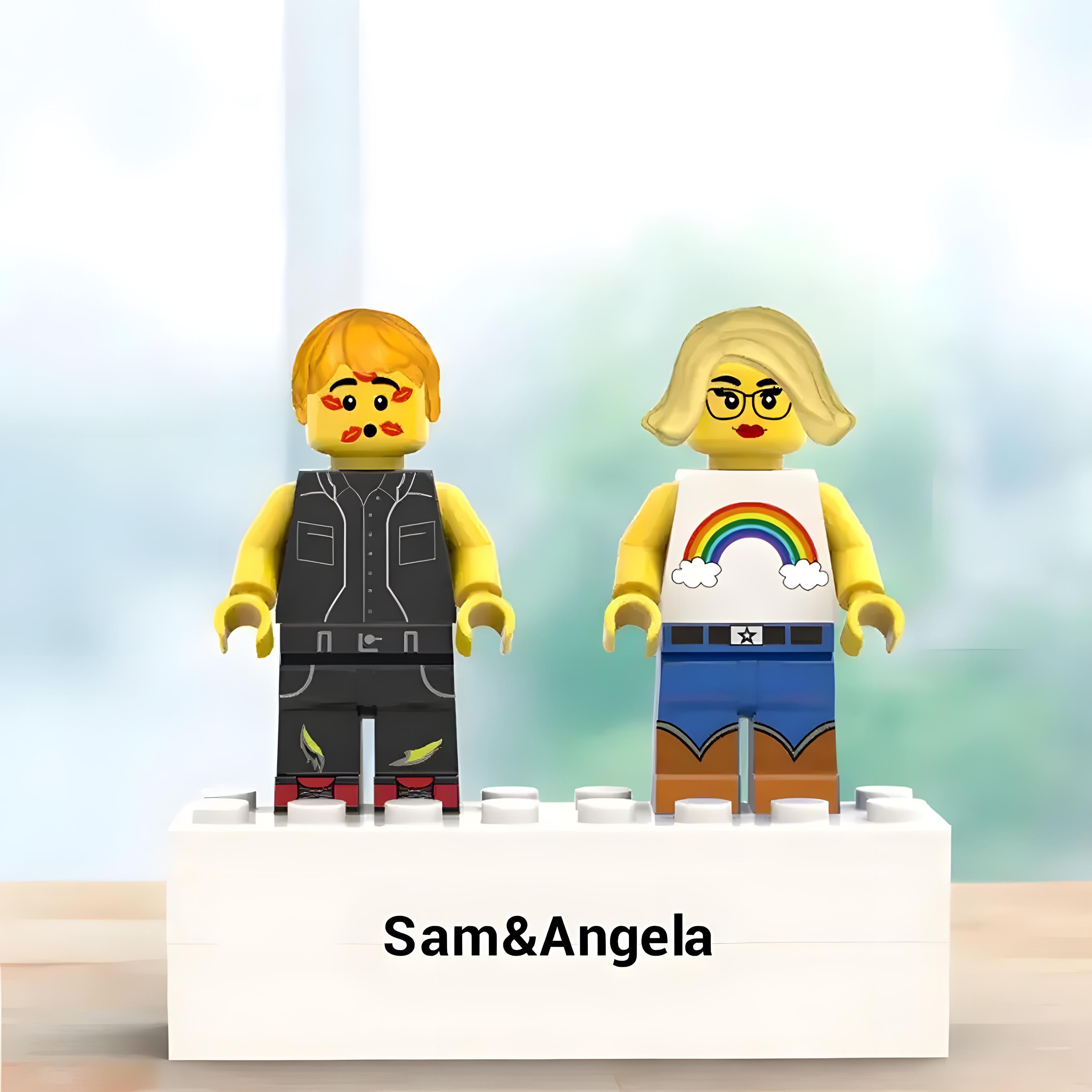 Personalized Couple Minifigure Set With Engraved Base and Display Box ...