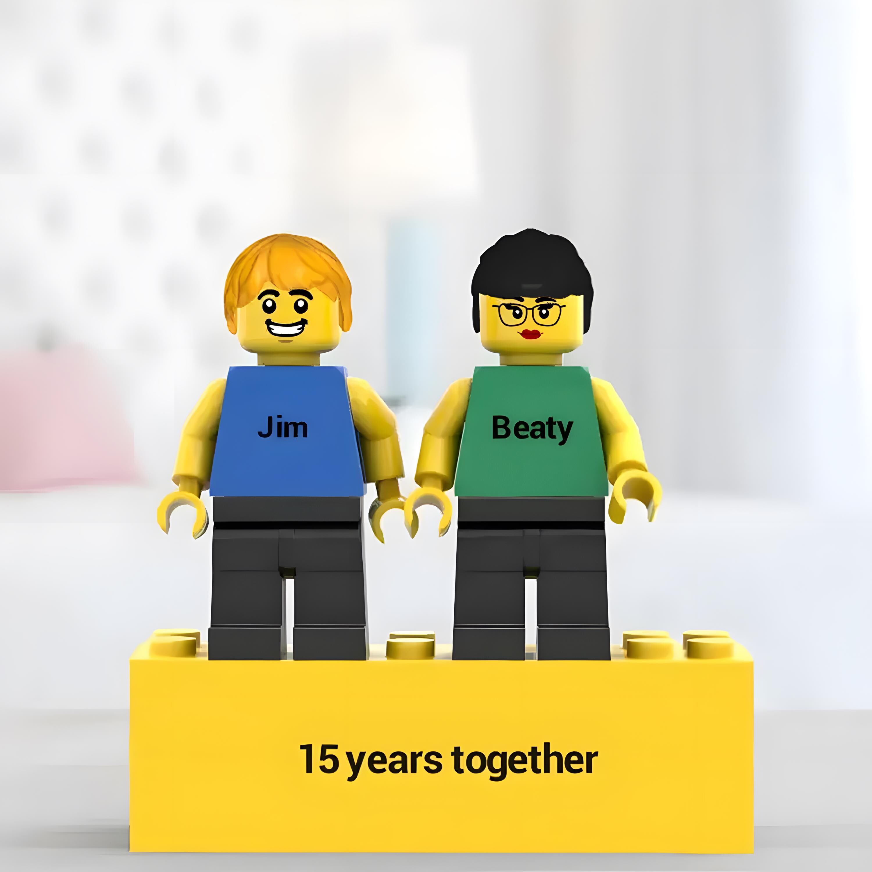 Personalized Couple Minifigure Set With Engraved Base and Display Box ...