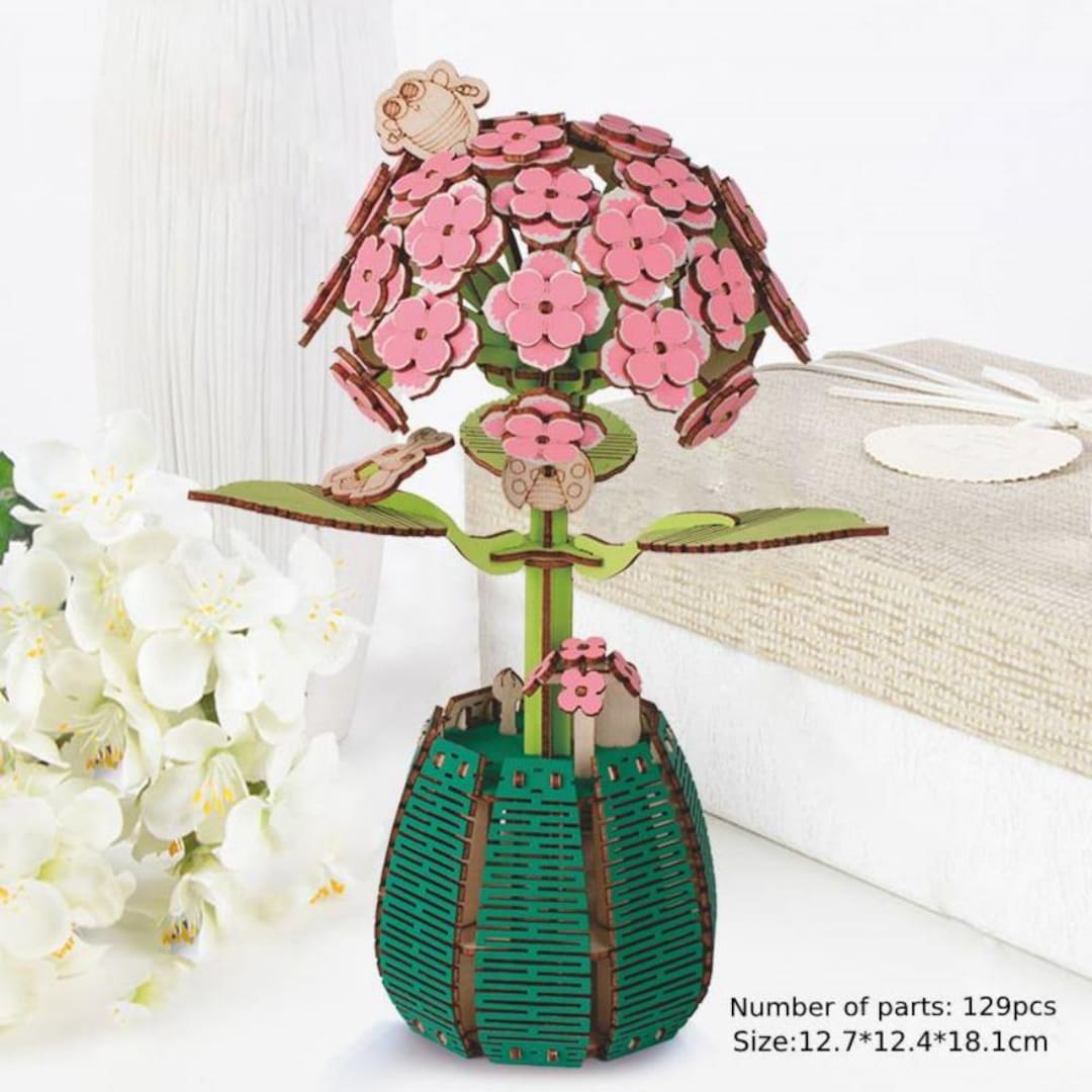 Hydrangea Phalaenopsis 3D Wooden Flower Puzzle - DIY Kit Home Decor - Etsy