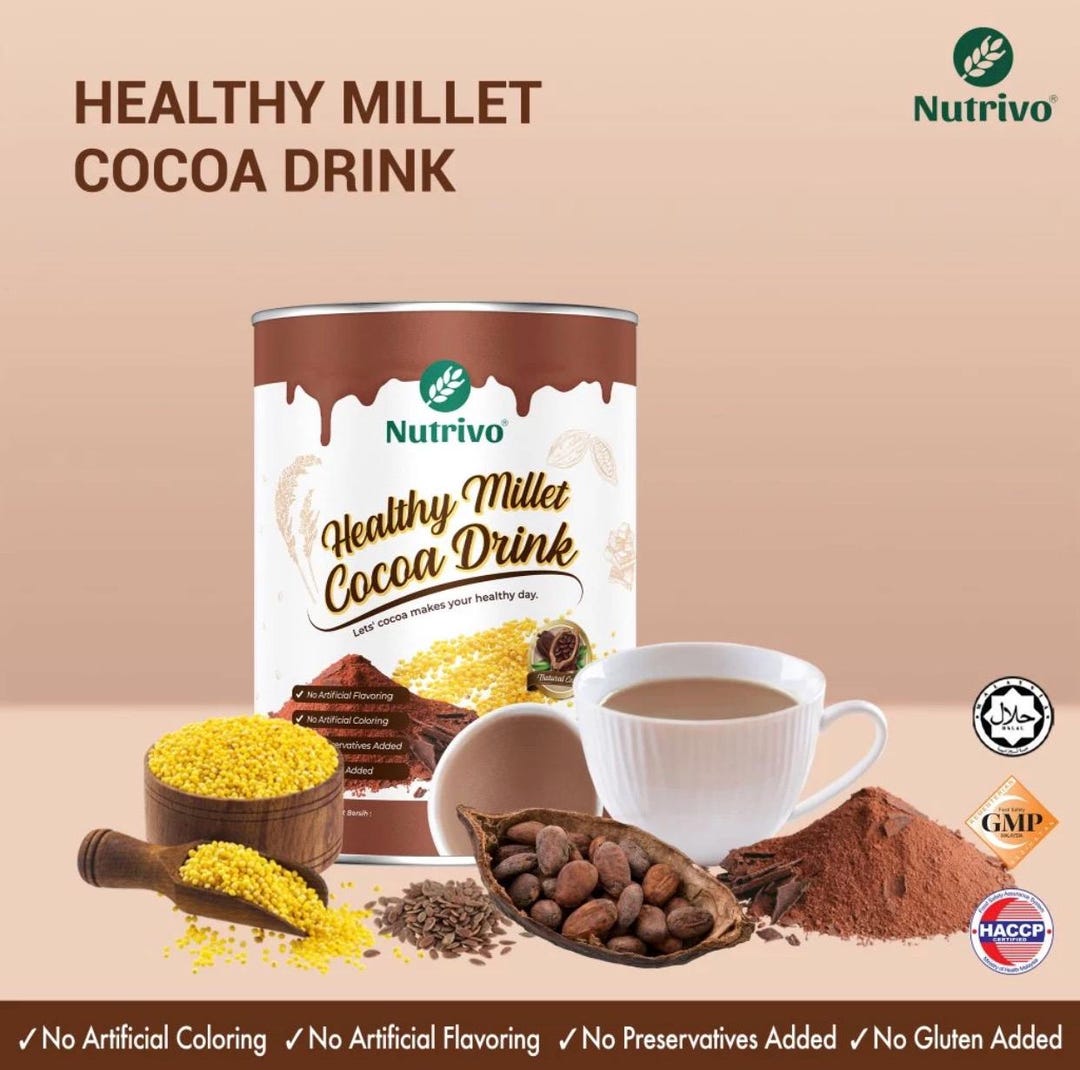 Nutrivo Healthy Millet Cocoa Drink (800g) Hot Drink | Chocolate Drink ...