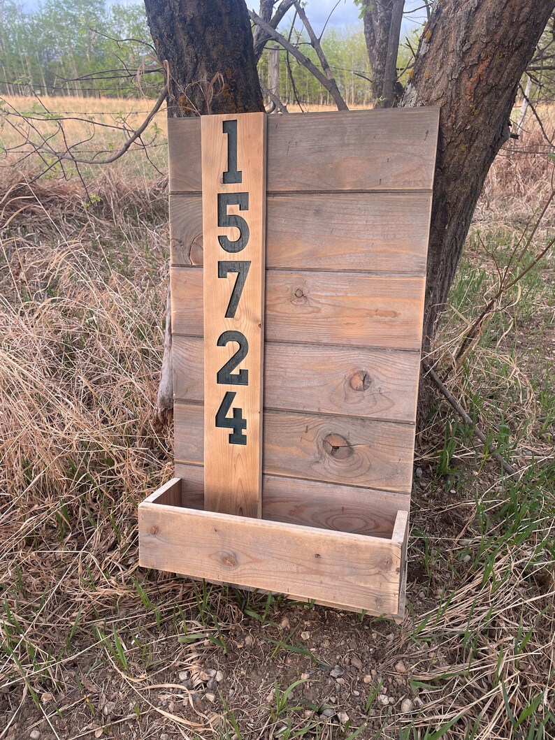 Rustic Hand Crafted Address Sign and Flower Box Made From Salvaged Farm ...