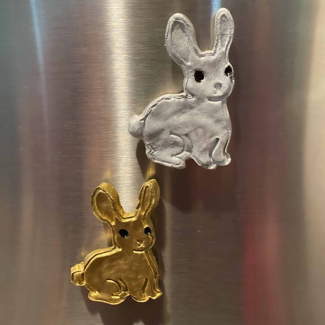Year of the Rabbit Silver Gold Bunny Rabbit Magnets - Etsy
