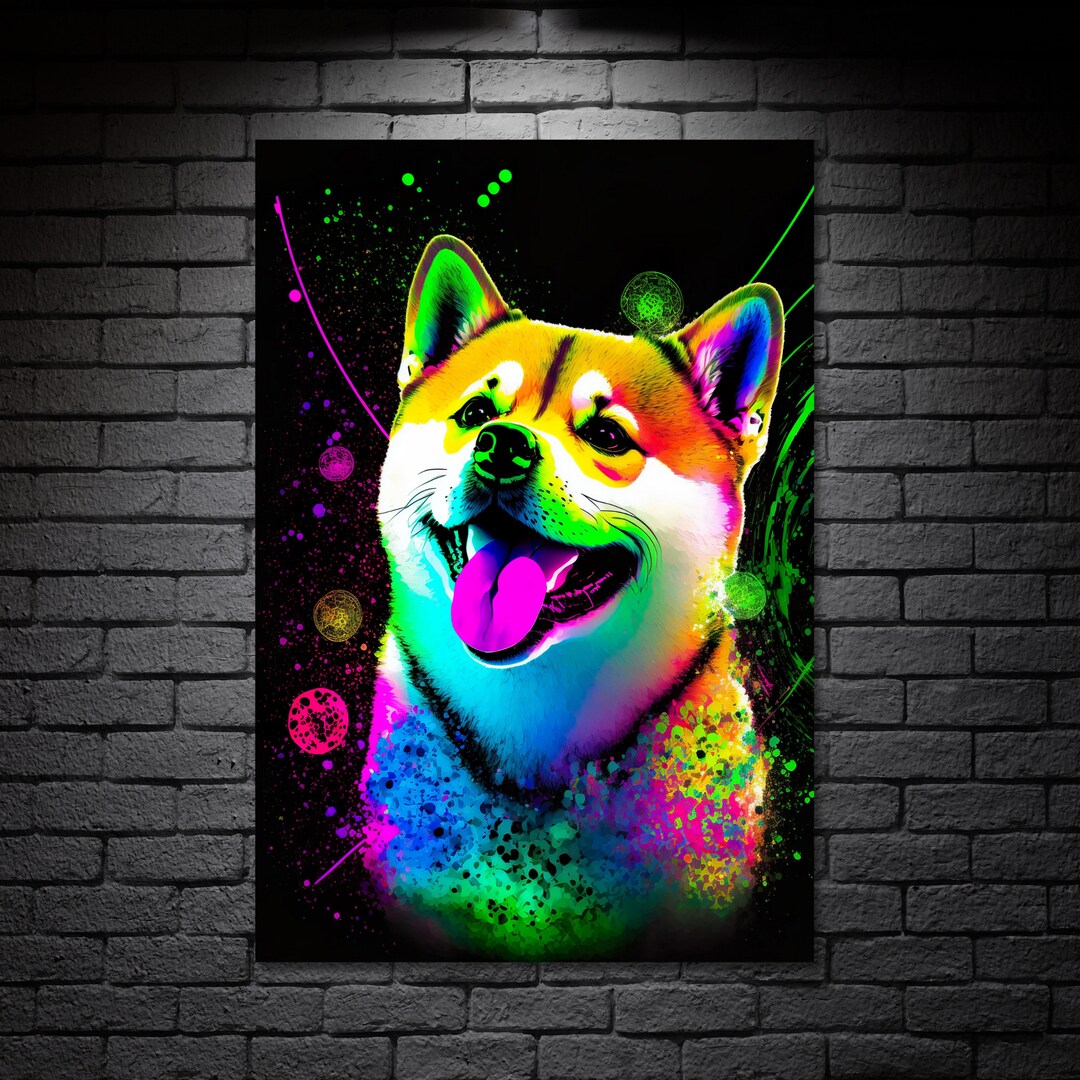 Neon Shiba Inu PRINTABLE ART Chibi Print Instant Download Dog Poster ...