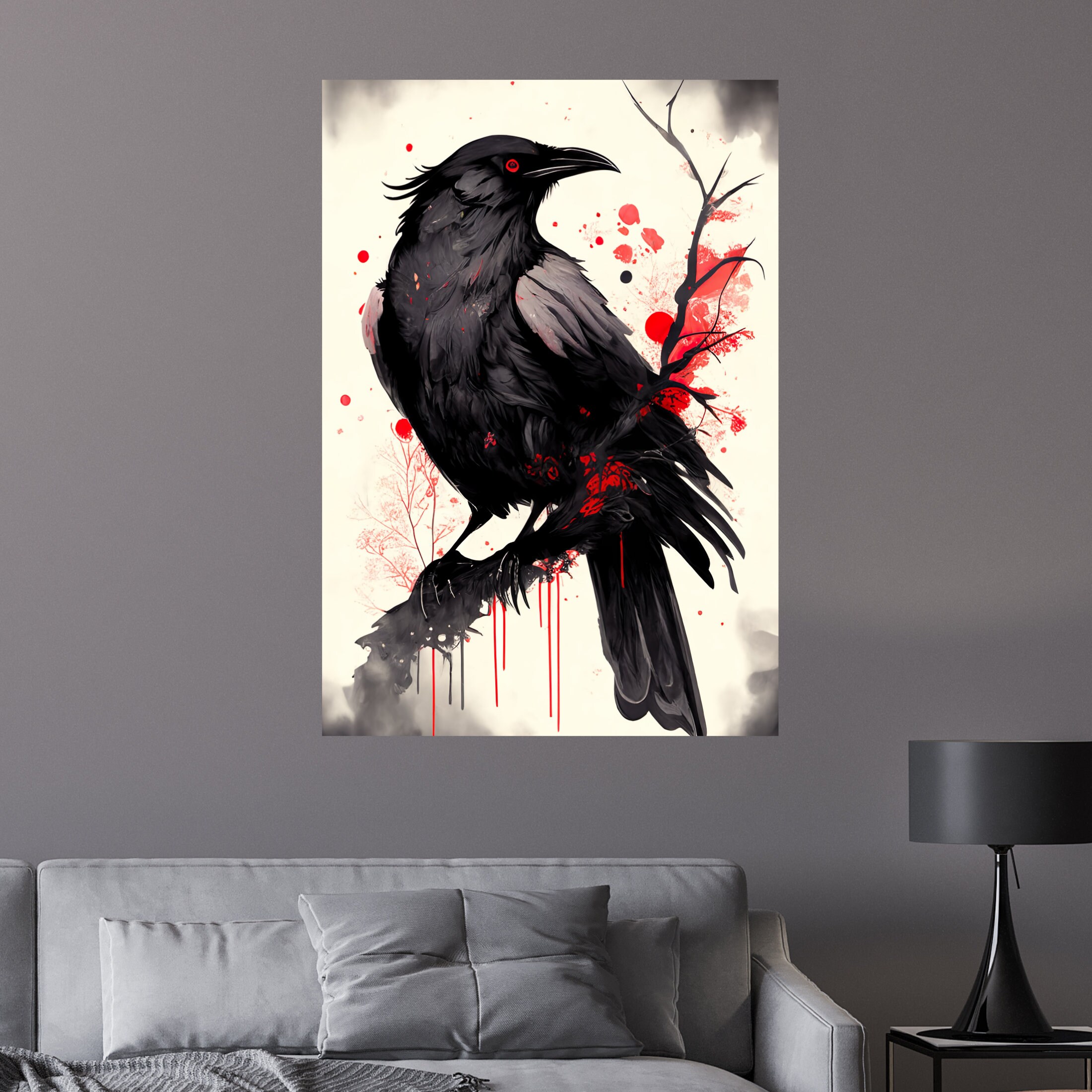 Red Eyed Raven PRINTABLE ART Raven Print Instant Download Wildlife ...