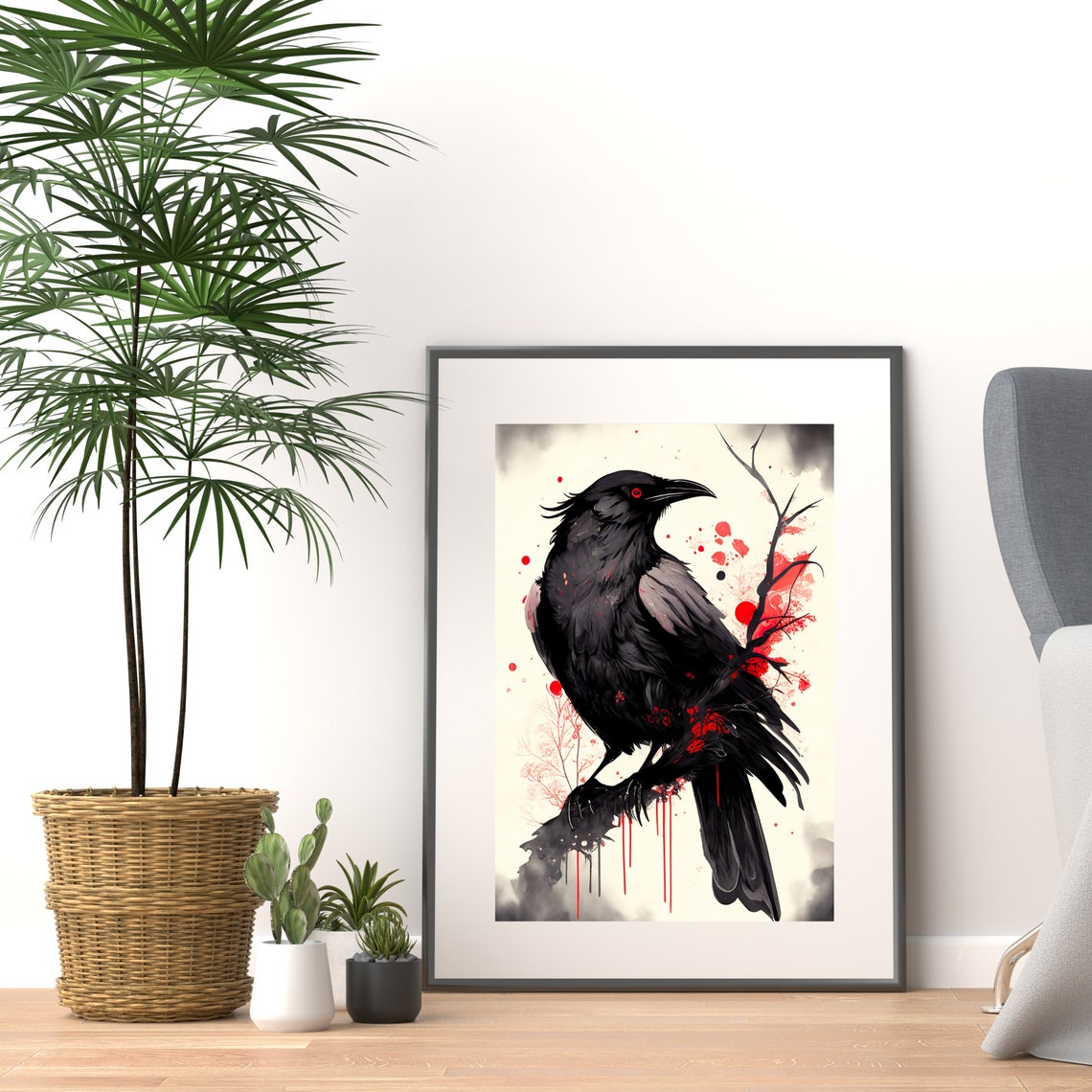 Red Eyed Raven PRINTABLE ART Raven Print Instant Download Wildlife ...