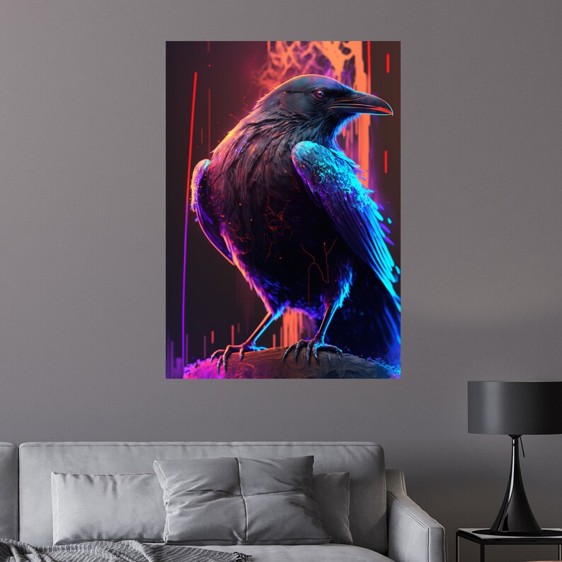 Neon Raven PRINTABLE ART Raven Print Instant Download Raven Poster Wild ...