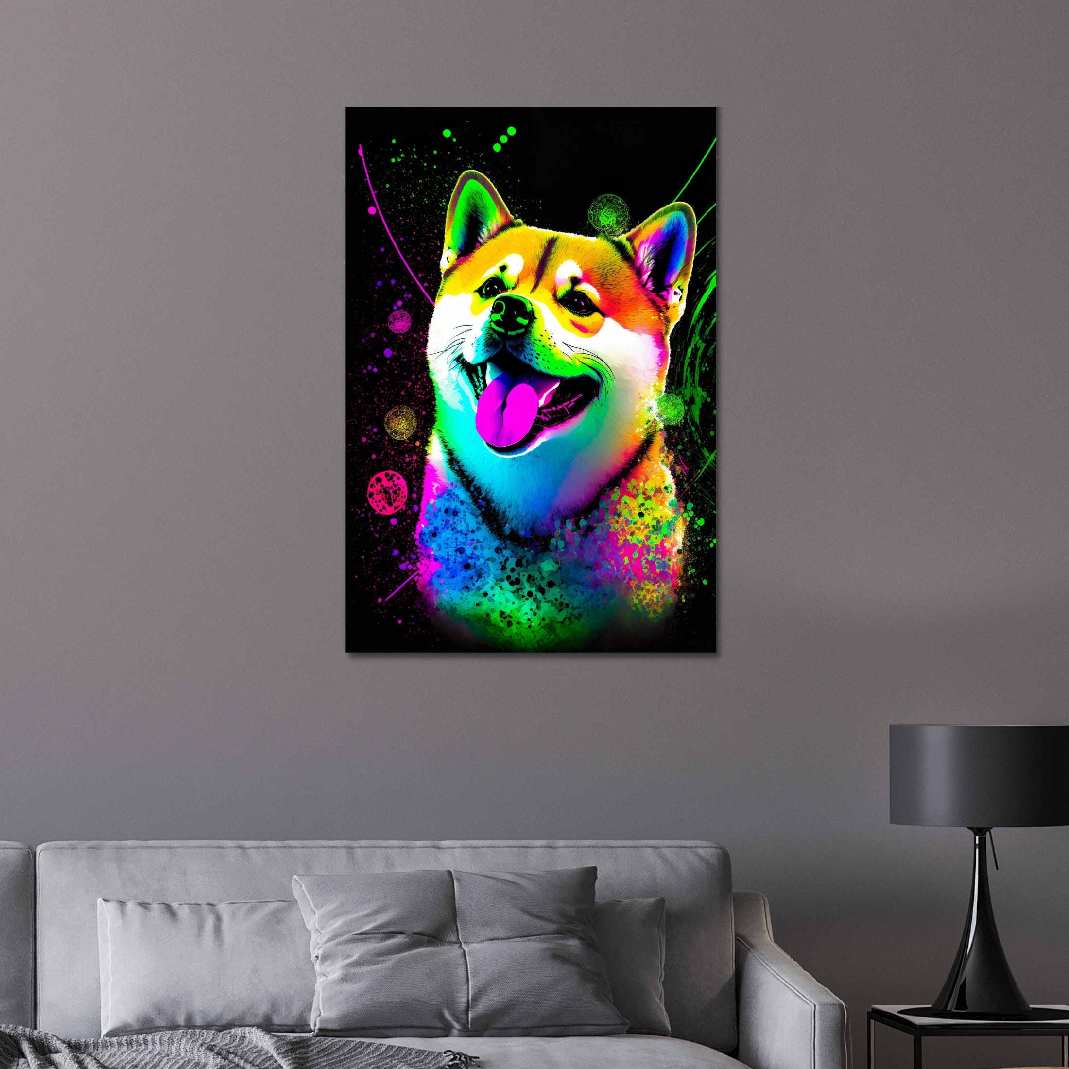 Neon Shiba Inu PRINTABLE ART Chibi Print Instant Download Dog Poster ...
