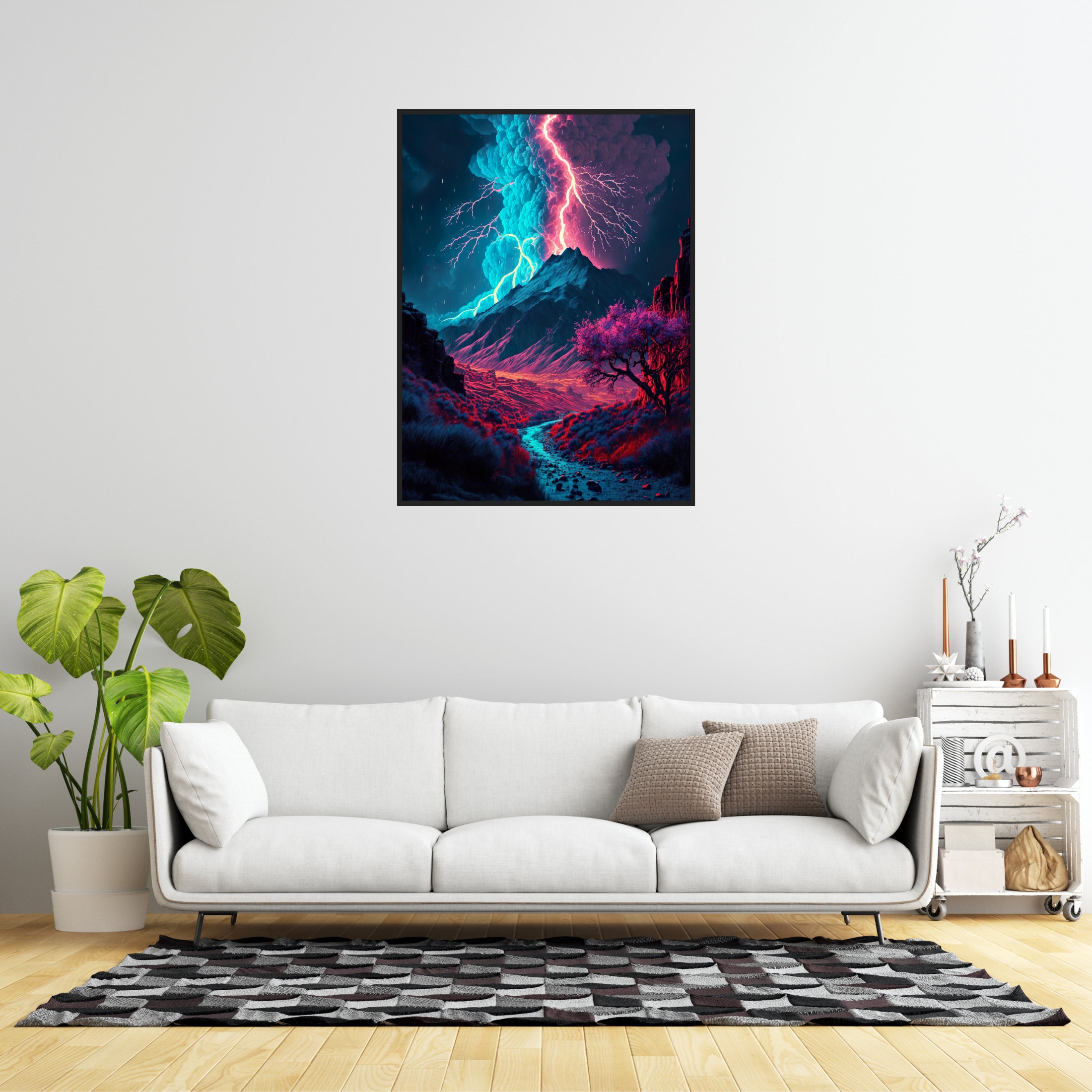 Volcanic Neon Storm PRINTABLE ART Volcano Print Instant Download ...