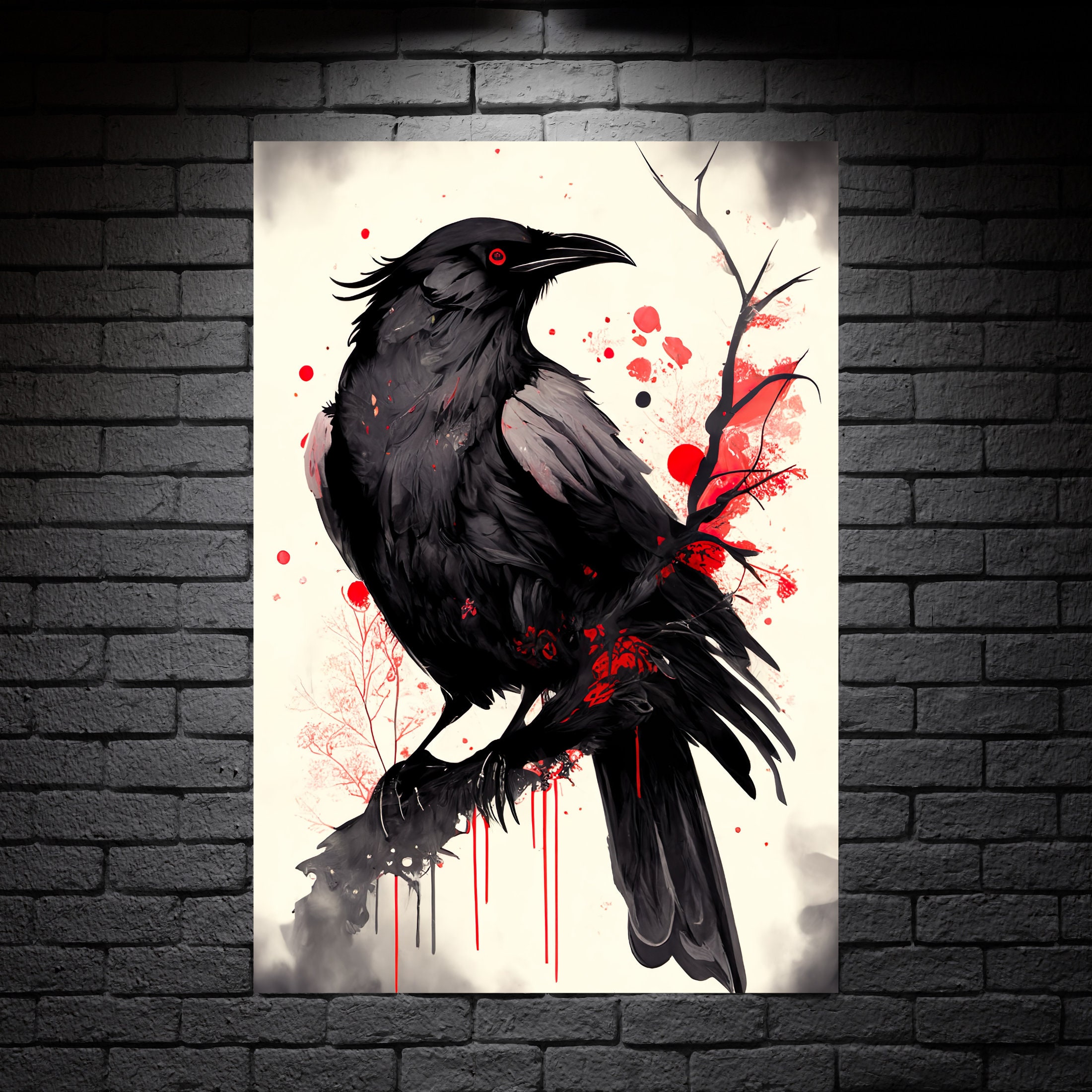 Red Eyed Raven PRINTABLE ART Raven Print Instant Download Wildlife ...
