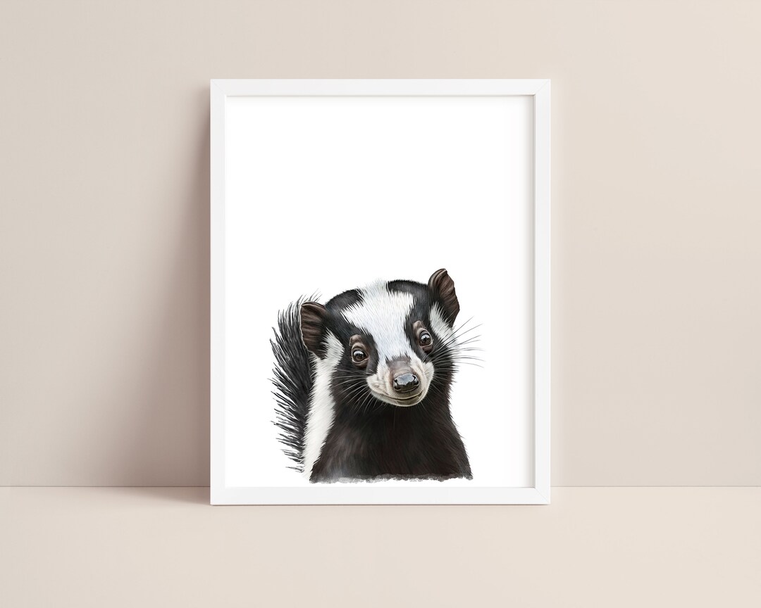 Skunk Art - Baby Skunk Nursery Print - Baby Animal Print - Skunk ...