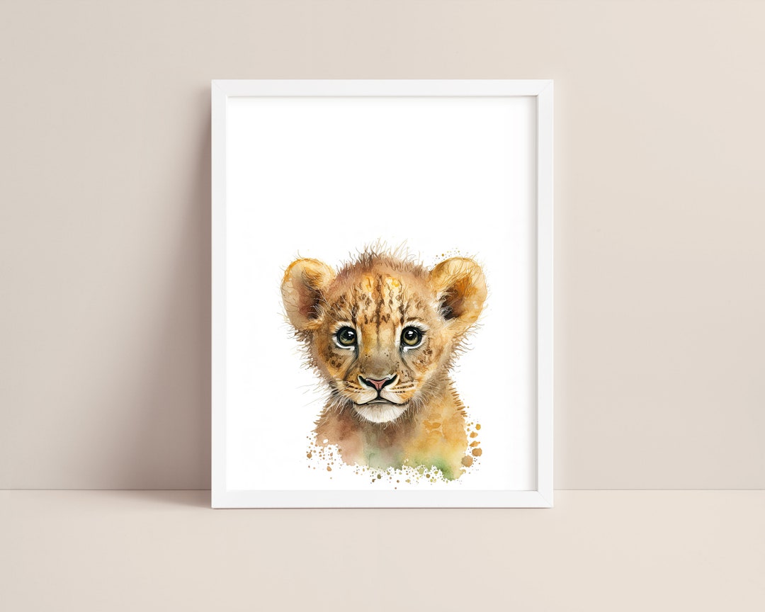 Lion Art - Baby Lion Nursery Print - Baby Animal Print - Lion ...