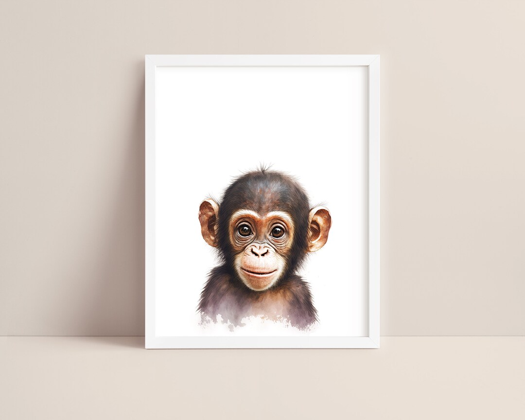 Baby Chimp Art - Chimp Nursery Print - Baby Animal Print - Chimpanzee ...