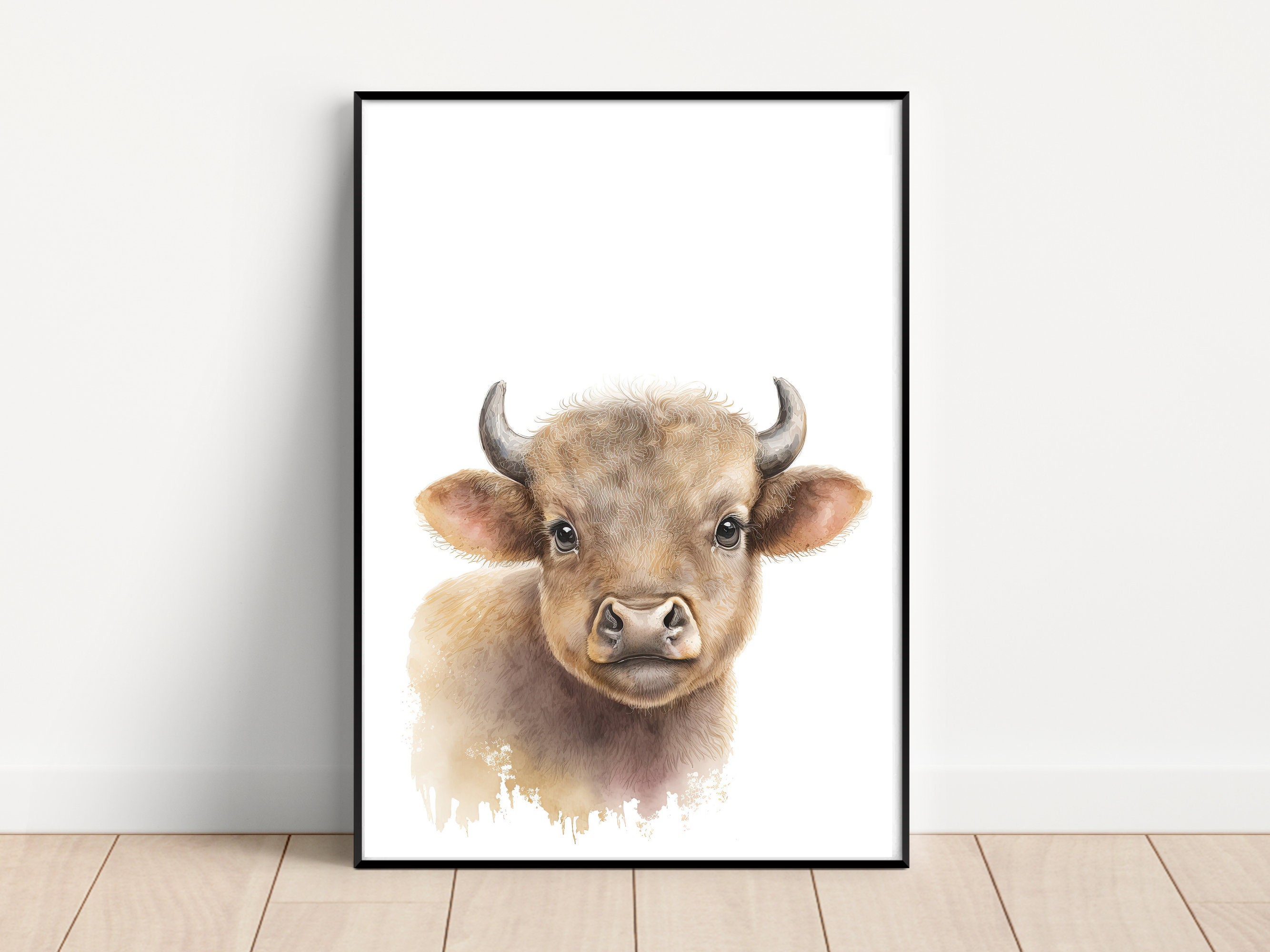 Buffalo Art - Baby Buffalo Nursery Print - Baby Animal Print - Buffalo ...