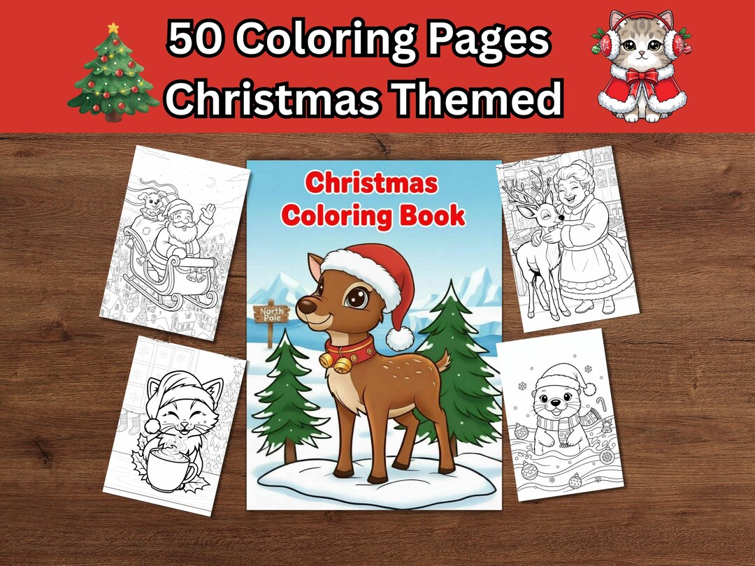 50 Christmas Coloring Pages, Kids Christmas Coloring Pages, Winter ...