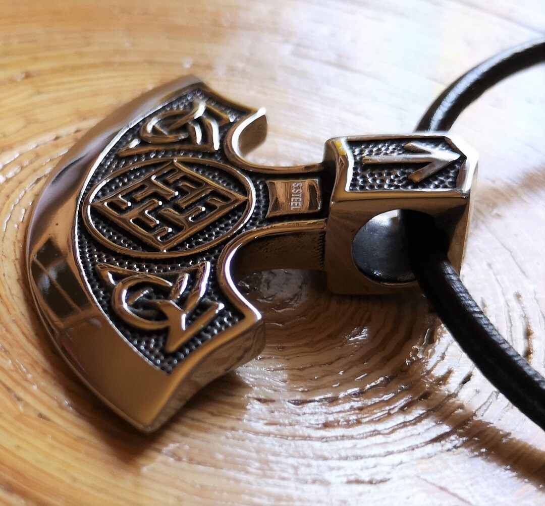 Pendant With Chain Stainless Steel Axe Hatchet Odin Thor Hammer Mjölnir ...