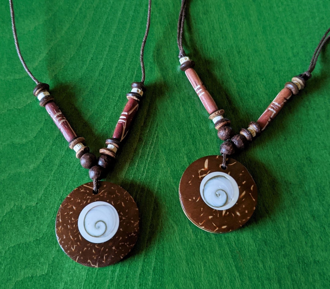 Real Handcrafted Shiva Eye Sun Horn Bone Coconut Shell Amulet Chain ...