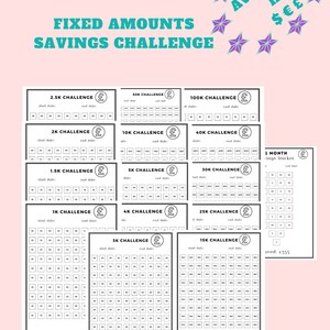 Fixed Amounts Savings Tracker Bundle, 19 Cards, Printable, A6, Money ...