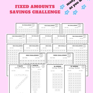 Fixed Amounts Savings Tracker Bundle, 19 Cards, Printable, A6, Money ...