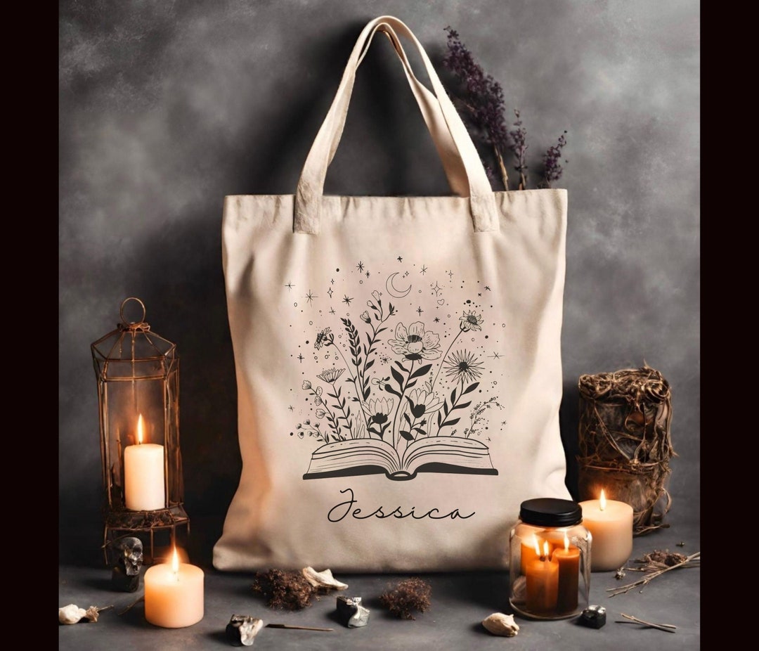 Personalized Book Lover Canvas Tote Bag, Custom Book Bag, Gift for Book ...