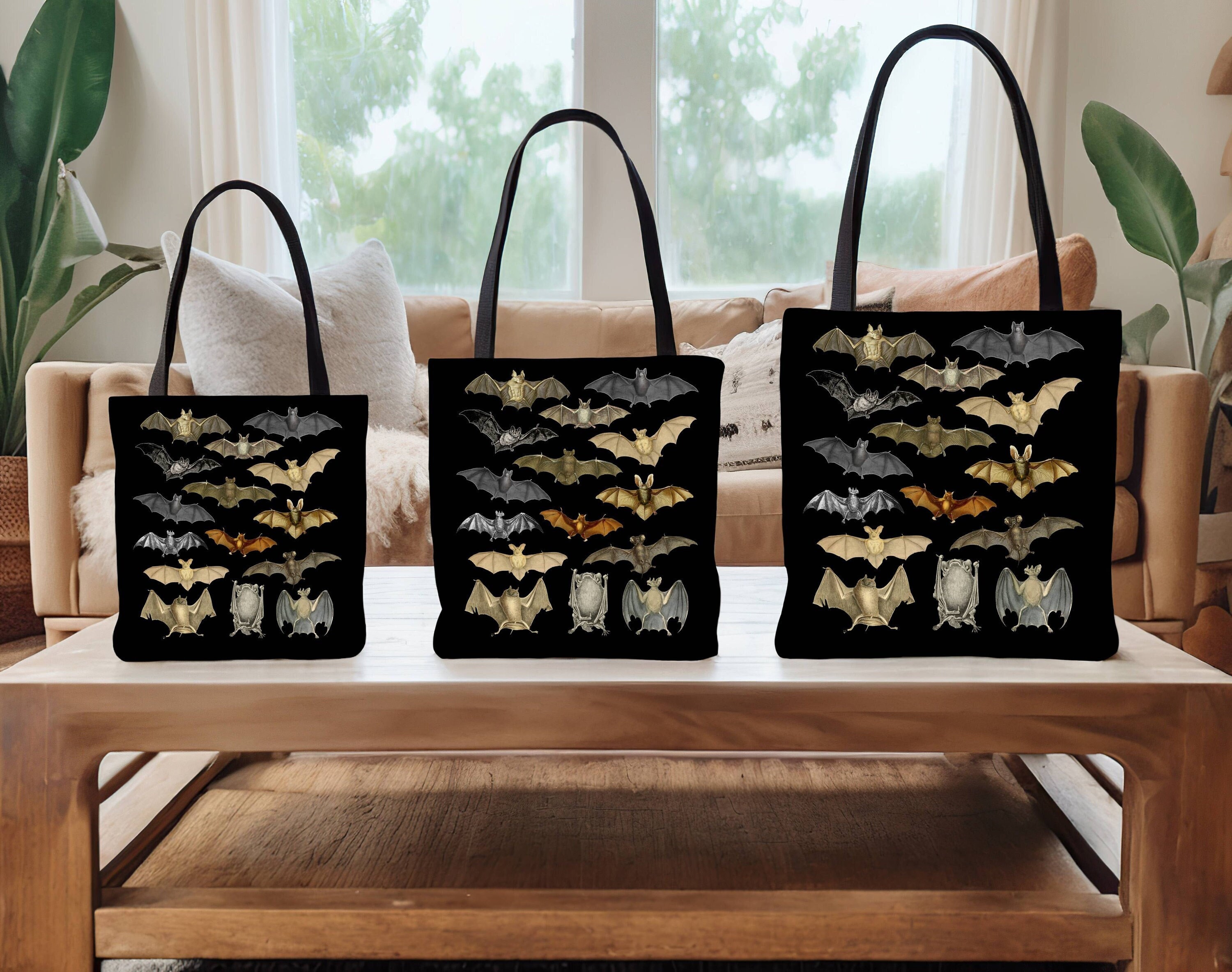 Bat Tote Bag Book Tote for Bat Lover Halloween Tote Dark - Etsy