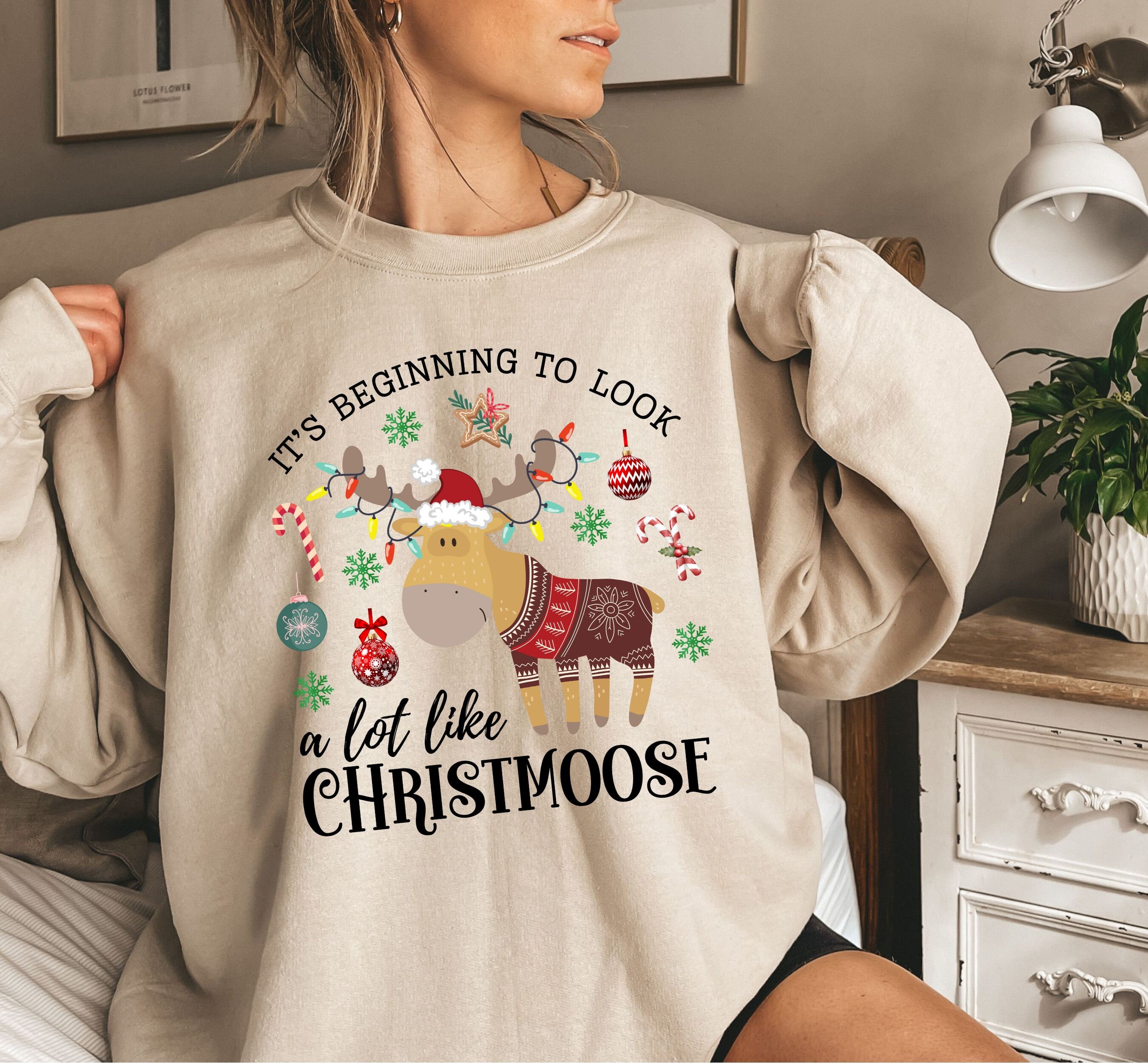 Christmas Moose Sweatshirt, Christmoose Sweater, Cute Animal Sweatshirt ...