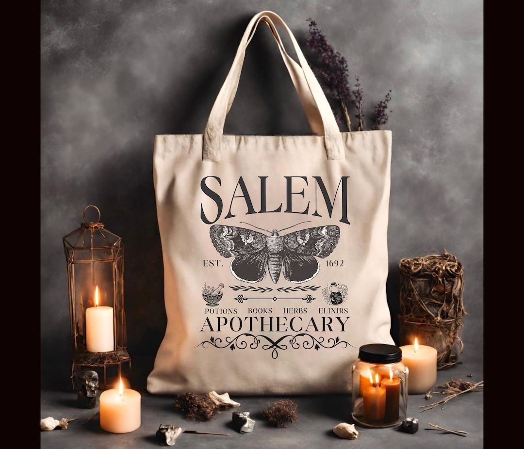 Salem Apothecary Canvas Tote Bag, Halloween Tote, Witchy Shopping Bag ...