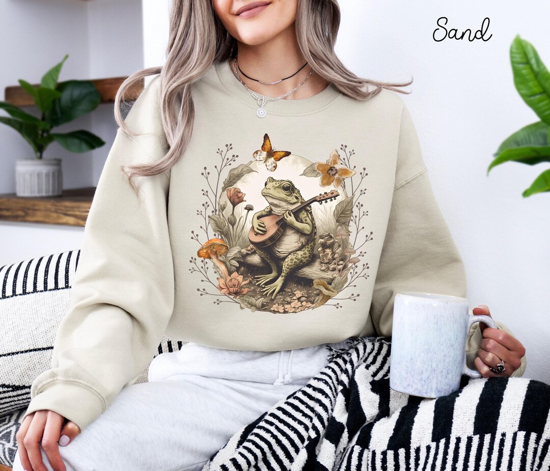 Cottagecore Toad Sweatshirt, Frog Mushroom Sweater, Vintage Style ...