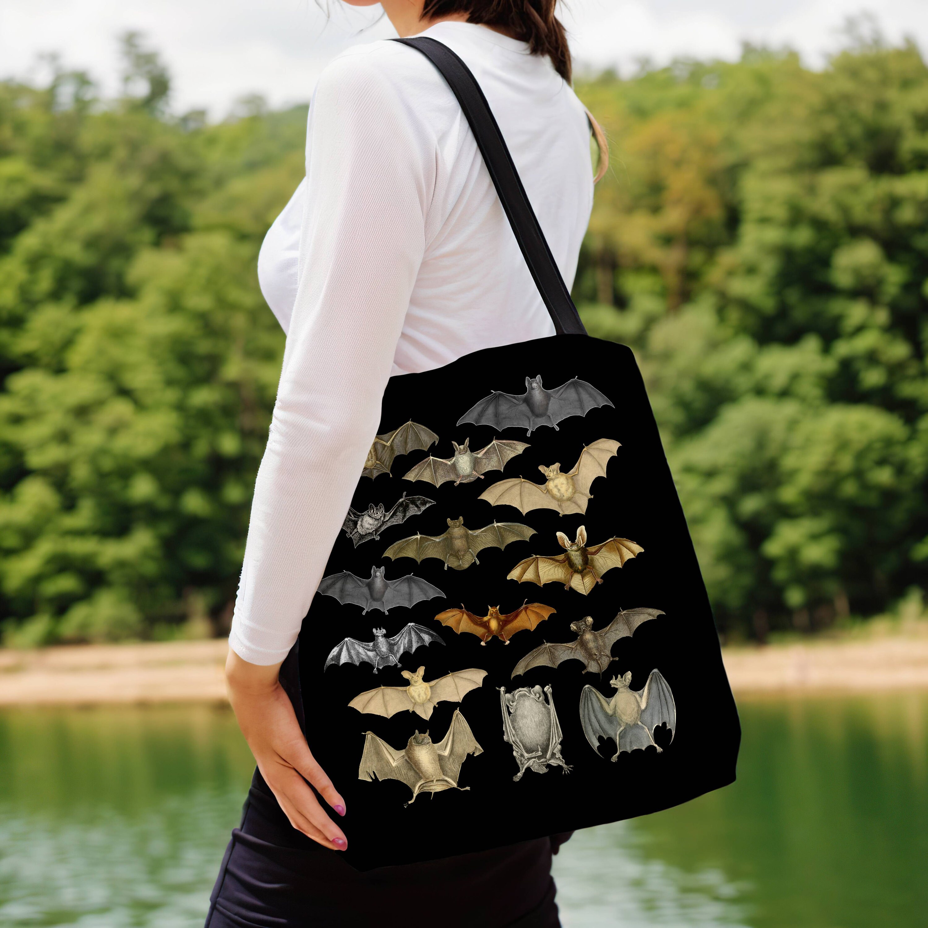 Bat Tote Bag Book Tote for Bat Lover Halloween Tote Dark - Etsy