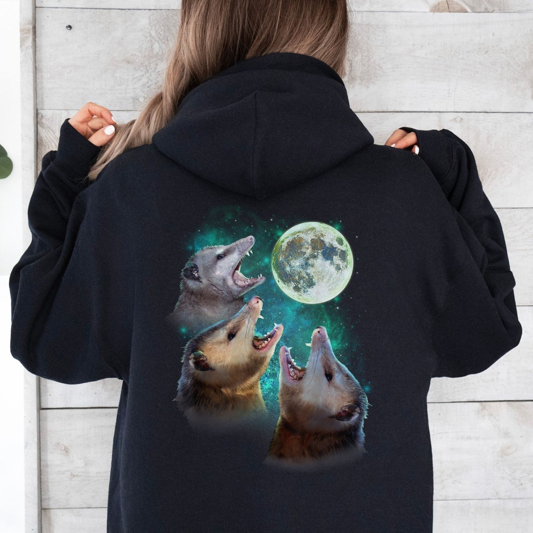 Funny Oppossum Hoodie, Possums Howling at the Moon, Trashcore ...