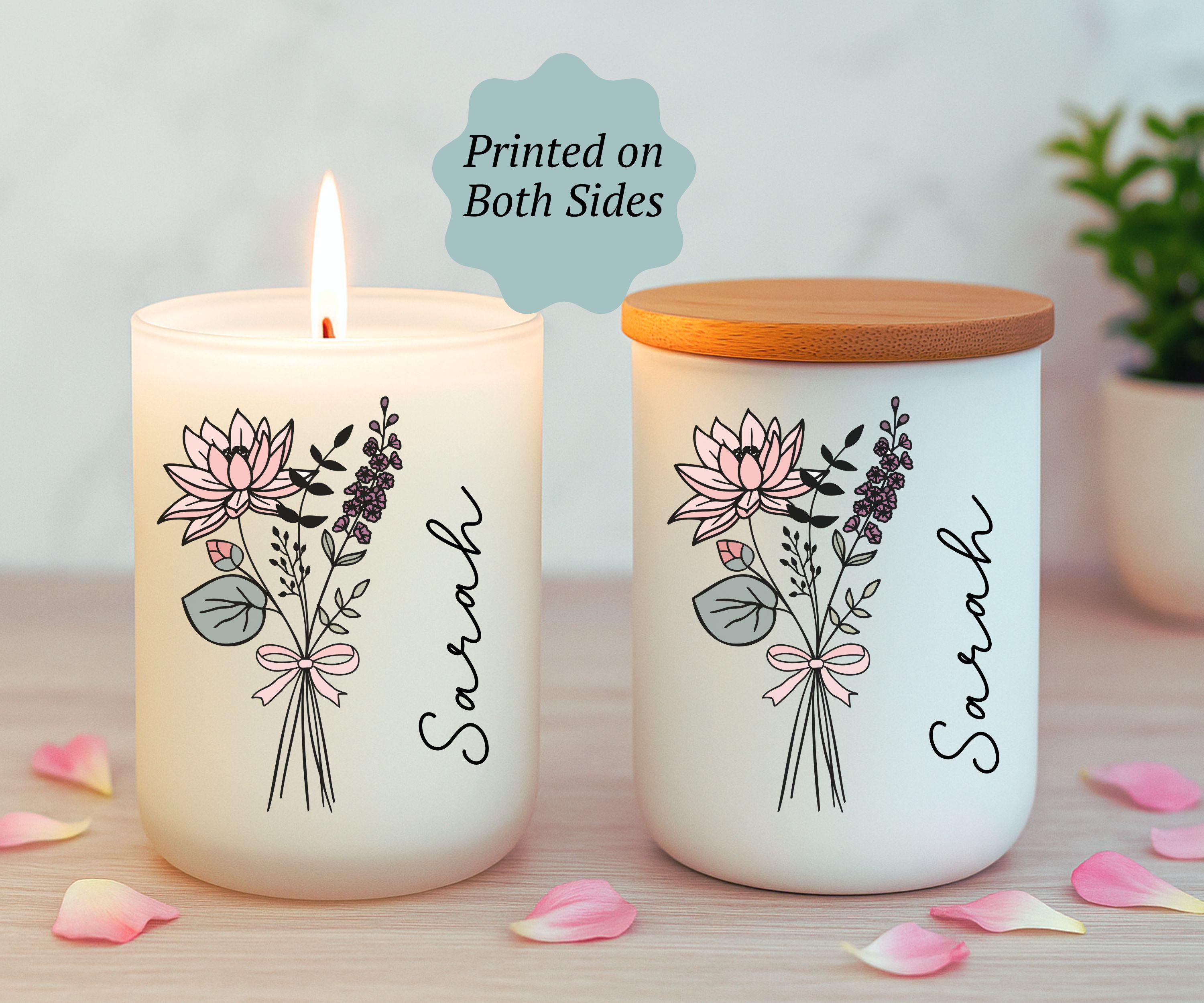 Personalized Birth Flower Candle, Birthday Gift, Coquette Birth Flower ...